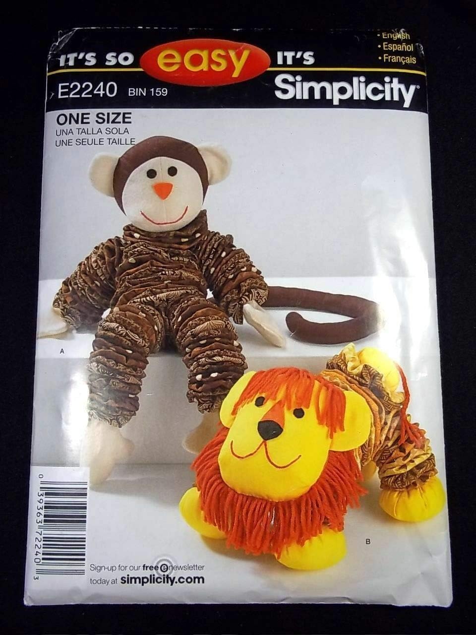 Amazon.com: Simplicity E2240 It's So Easy Yo-Yo Animal Toys Sewing ...