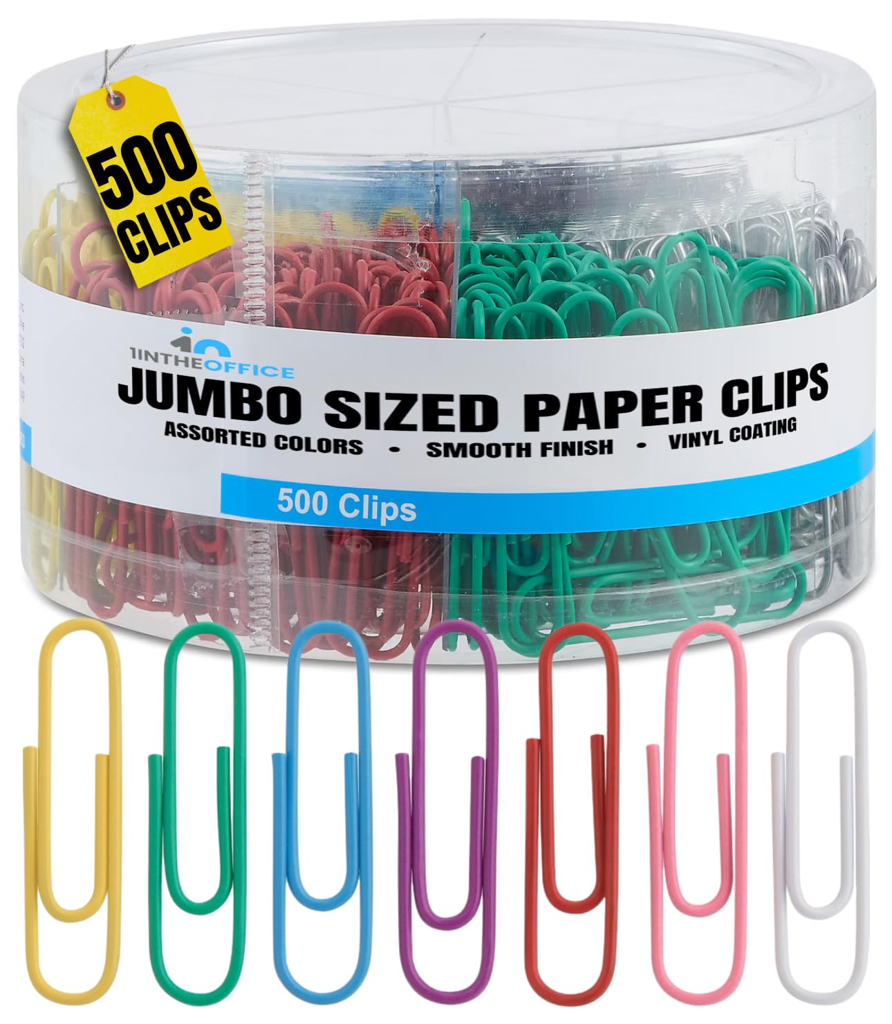 Snapklik.com : 1InTheOffice Jumbo Paper Clip, Vinyl Coated Smooth Large ...