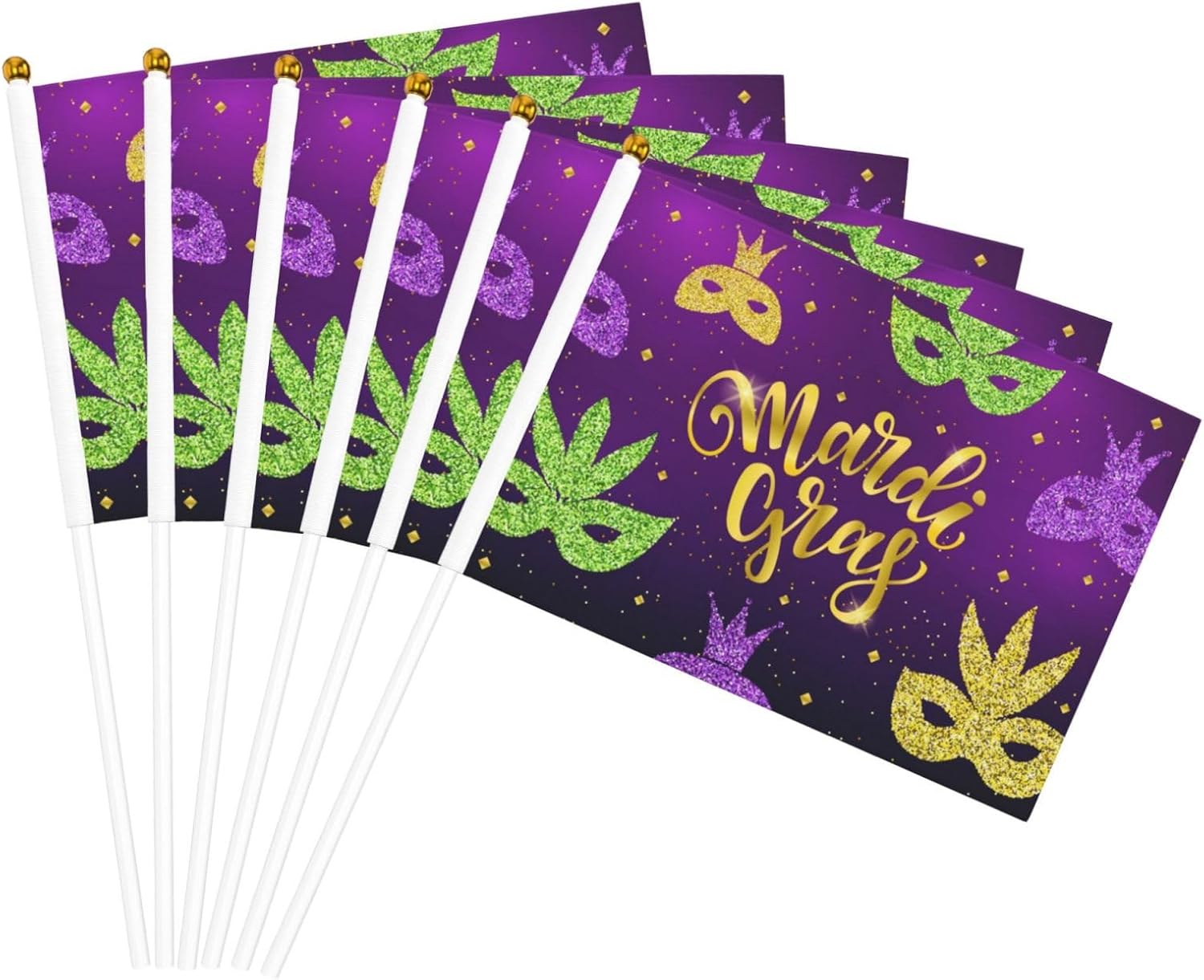 Amazon.com: Mardi Gras 2024 Carnival Holiday Small Mini Flags Hand Held ...