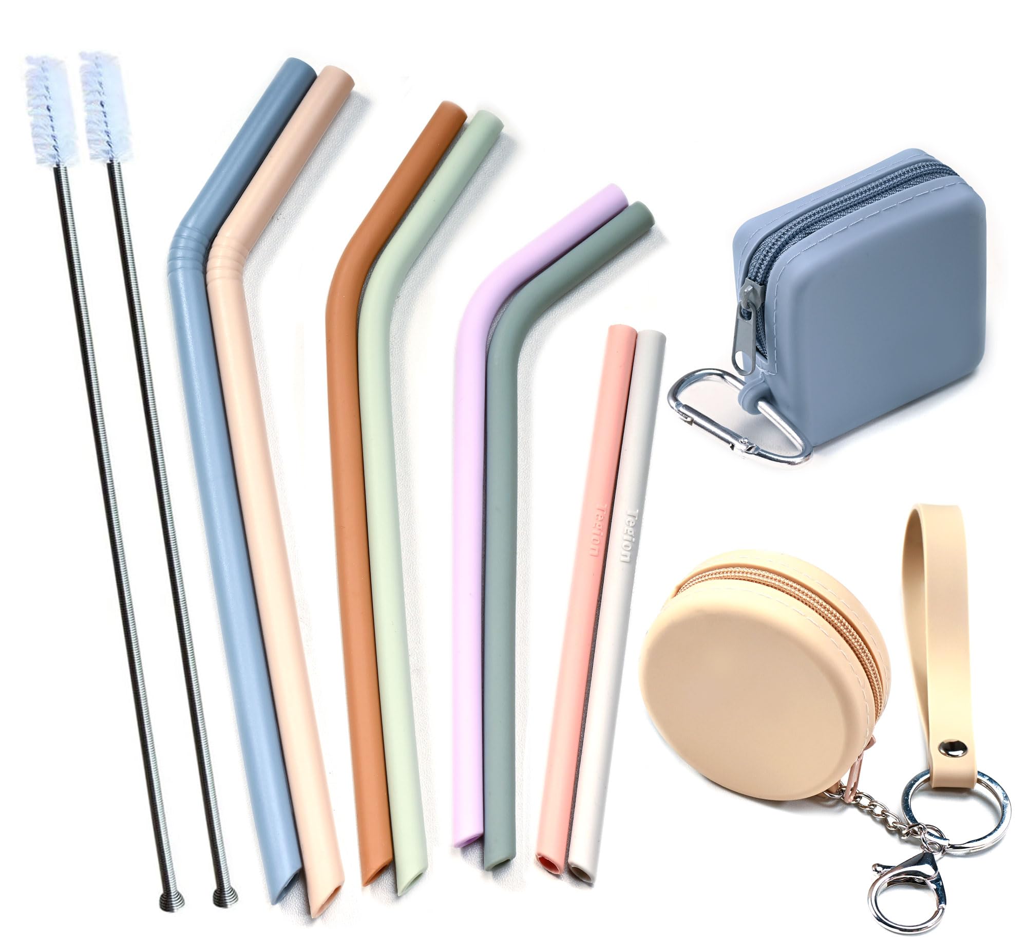 Amazon.com: 4-Size Reusable Silicone Straws with Travel Keychain Cases ...