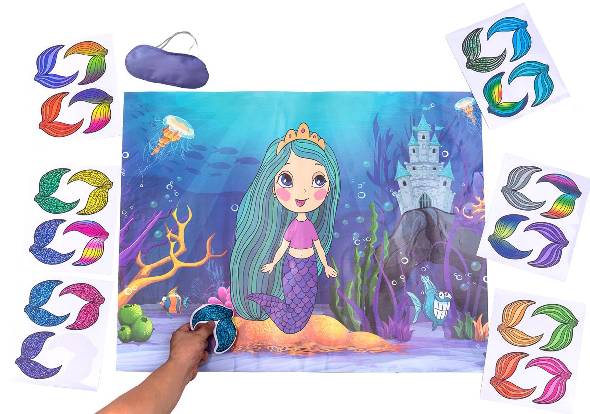 Mermaid Games Favors, Mermaid Party Games Birthday, Pin The Tail on The ...