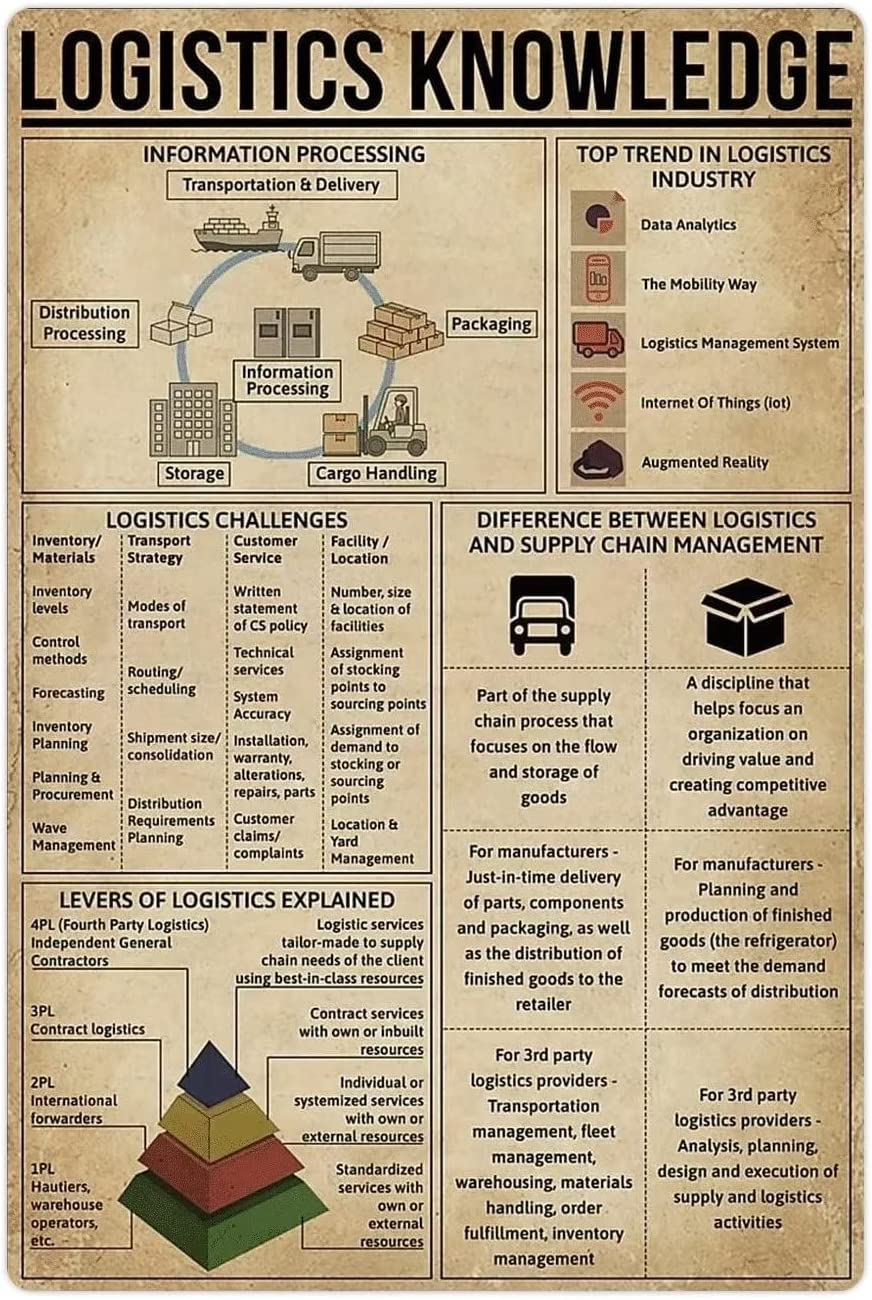 Amazon.com: Maikeway Logistics Knowledge Metal Tin Signs Logistics ...