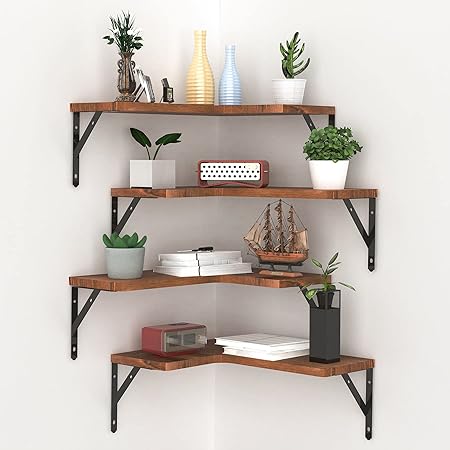 Amazon.com: MOLYHOM Wood Floating Corner Shelves, Wall Shelves for ...