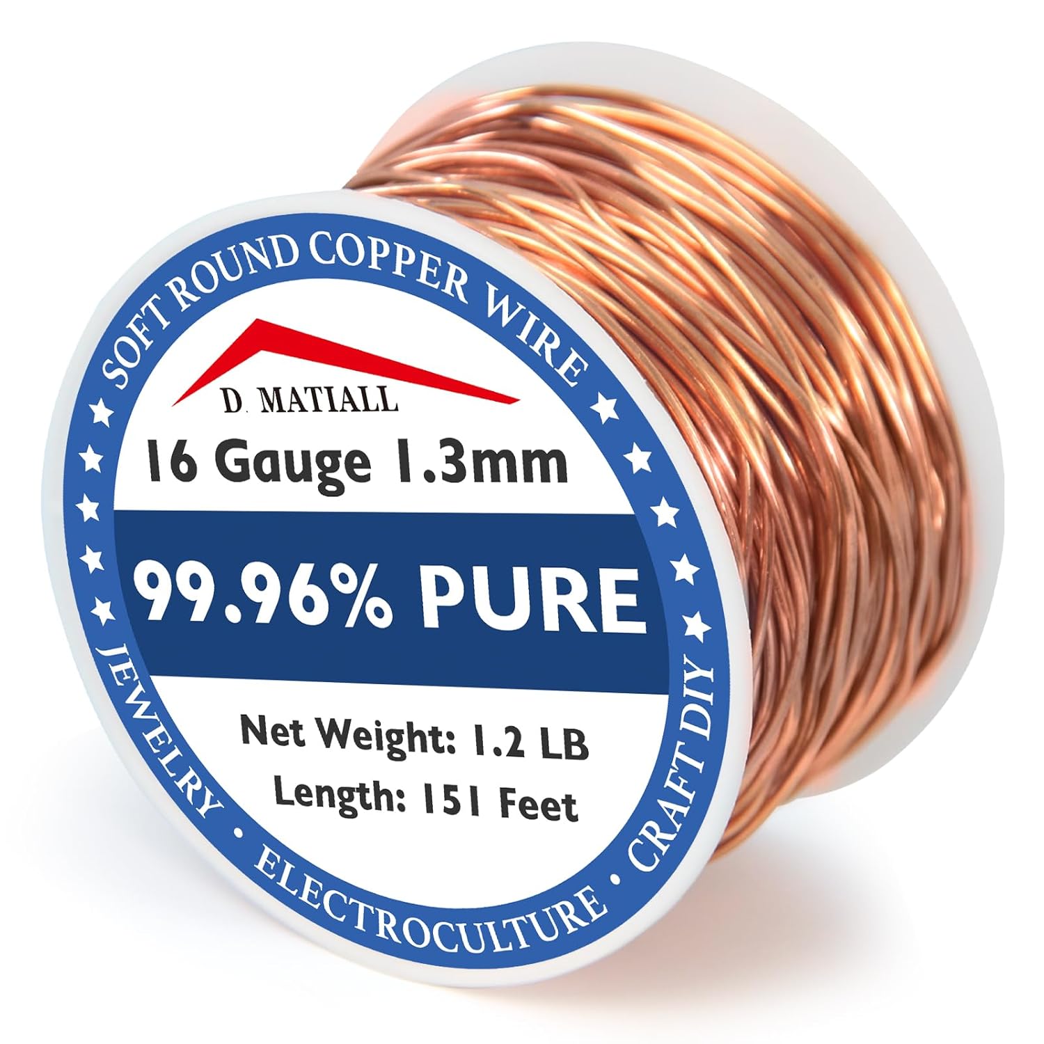 Amazon.com: Copper Wire 99.95% Pure – 16 Gauge 1.3mm – 151 Feet, 1.2 ...