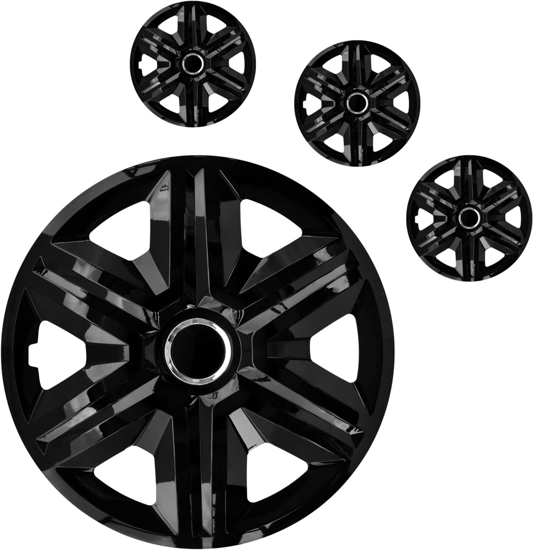 4x Silver/Black 16" Inch Deep Dish Van Wheel Trims Hub Caps For Ford ...