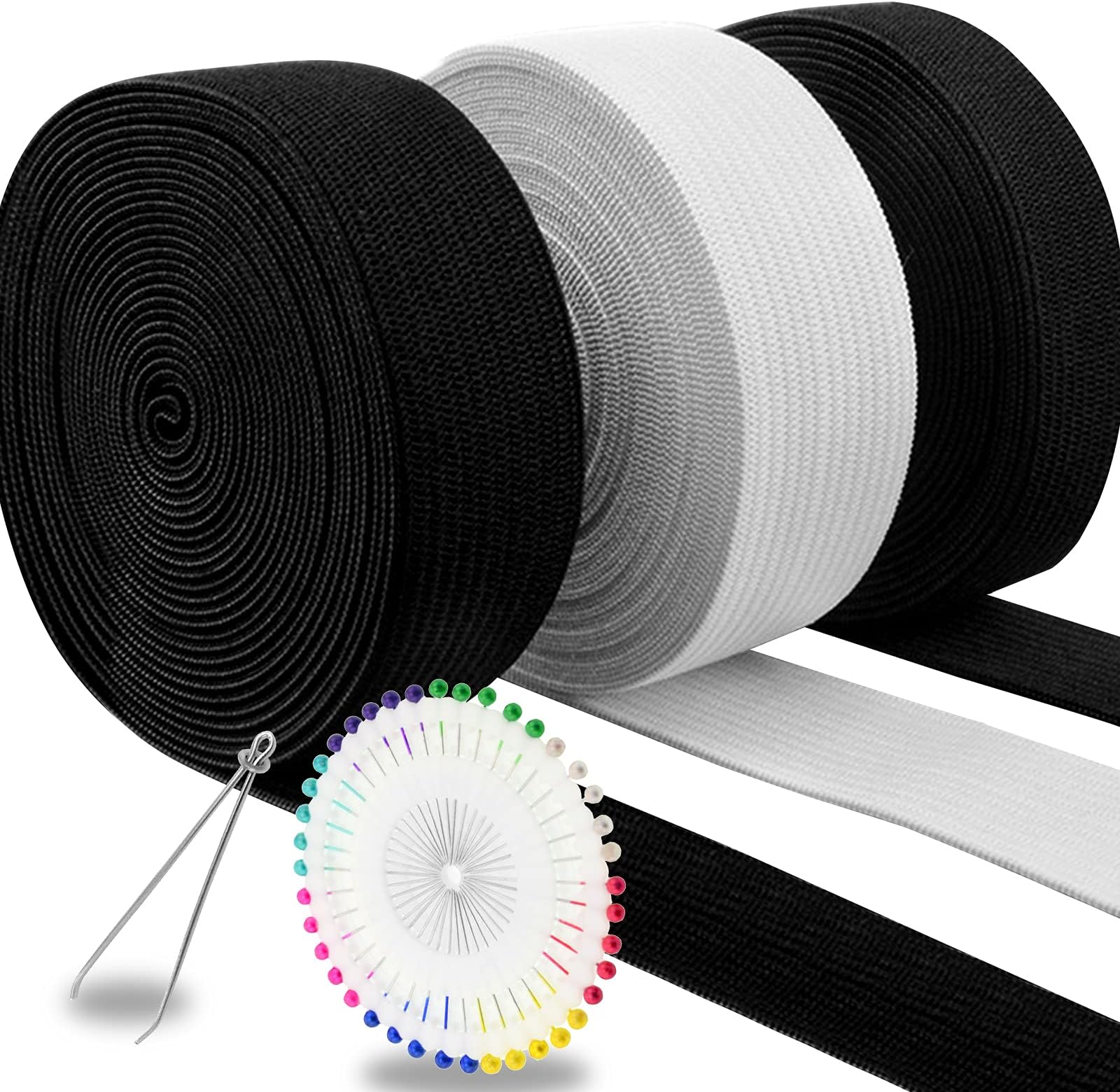 Daily Treasures 3 Roll 10 Yards Elastic Sewing Bands, 1/2 Inch 1 Inch ...