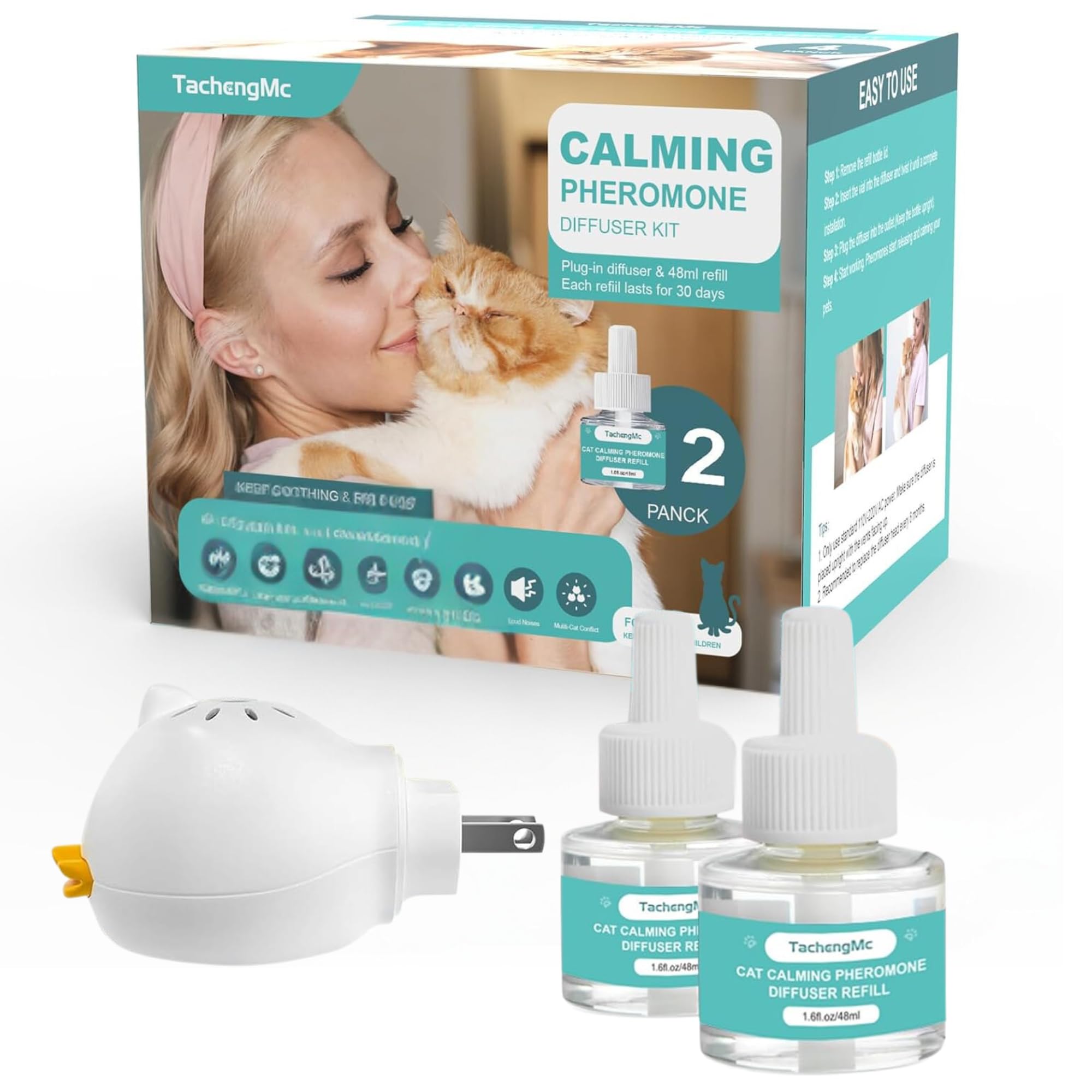 Amazon.com : TachengMc Cat Calming Diffuser, Cat Pheromones Calming ...