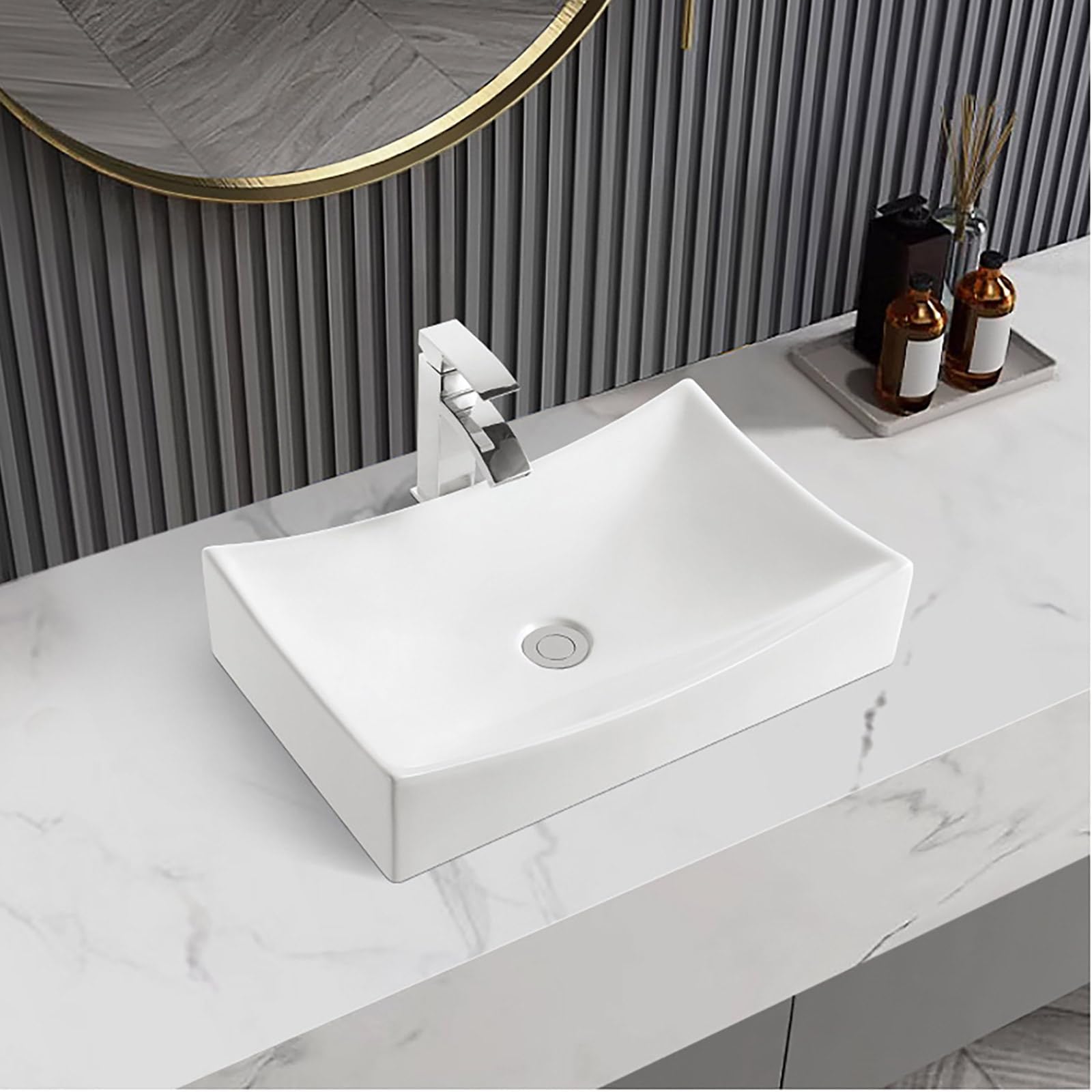 Lavabo para Baño, TXG Lavamanos para Baño, Lavabo con Tubo de Desagüe ...