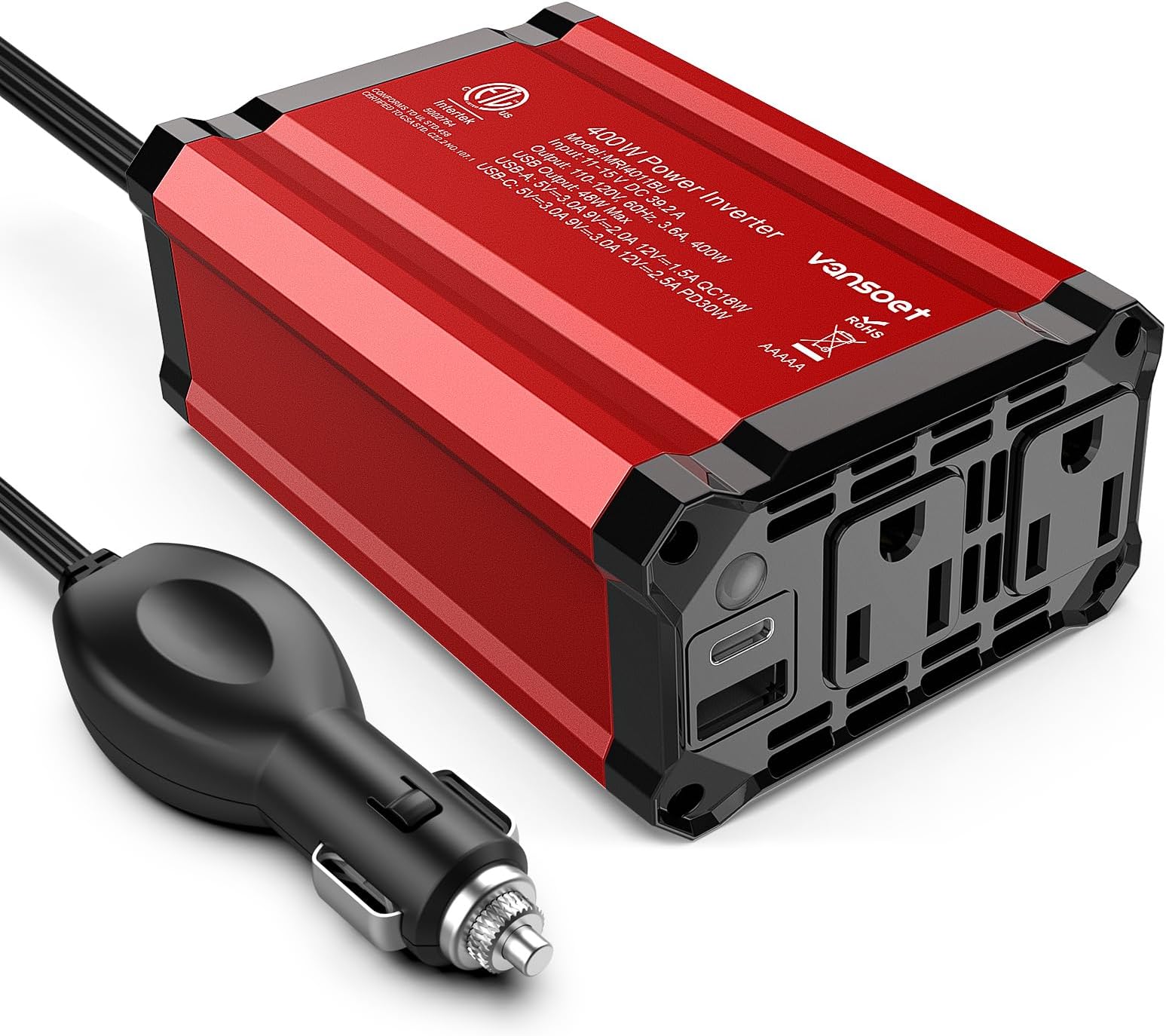 Amazon.com: 300W Power Inverter 12v to 110v, Car Plug in Adapter with ...