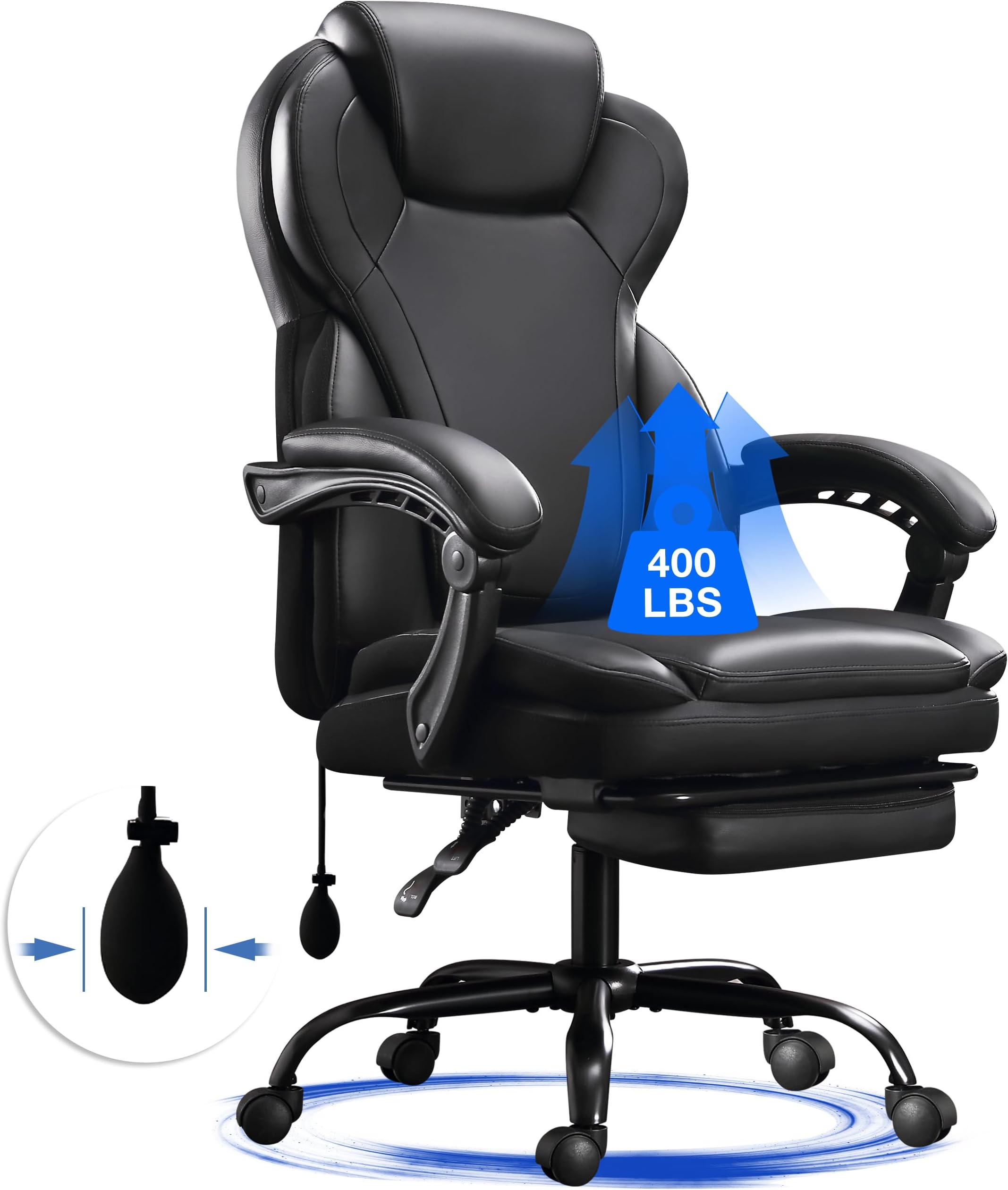 Amazon.com: Hybition Reclining Office Chair with Footrest-Executive ...