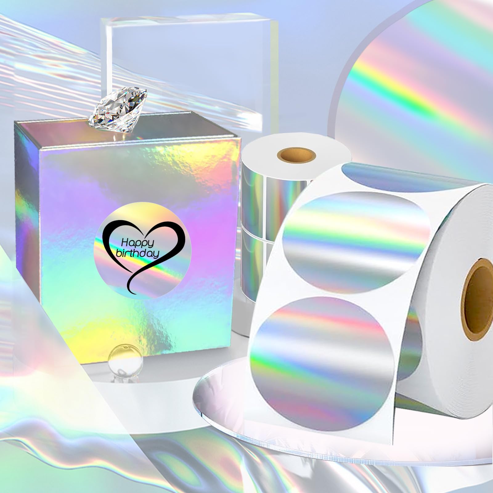 Snapklik.com : Round Holographic Sticker Labels 2 Inch, 400 Thermal ...