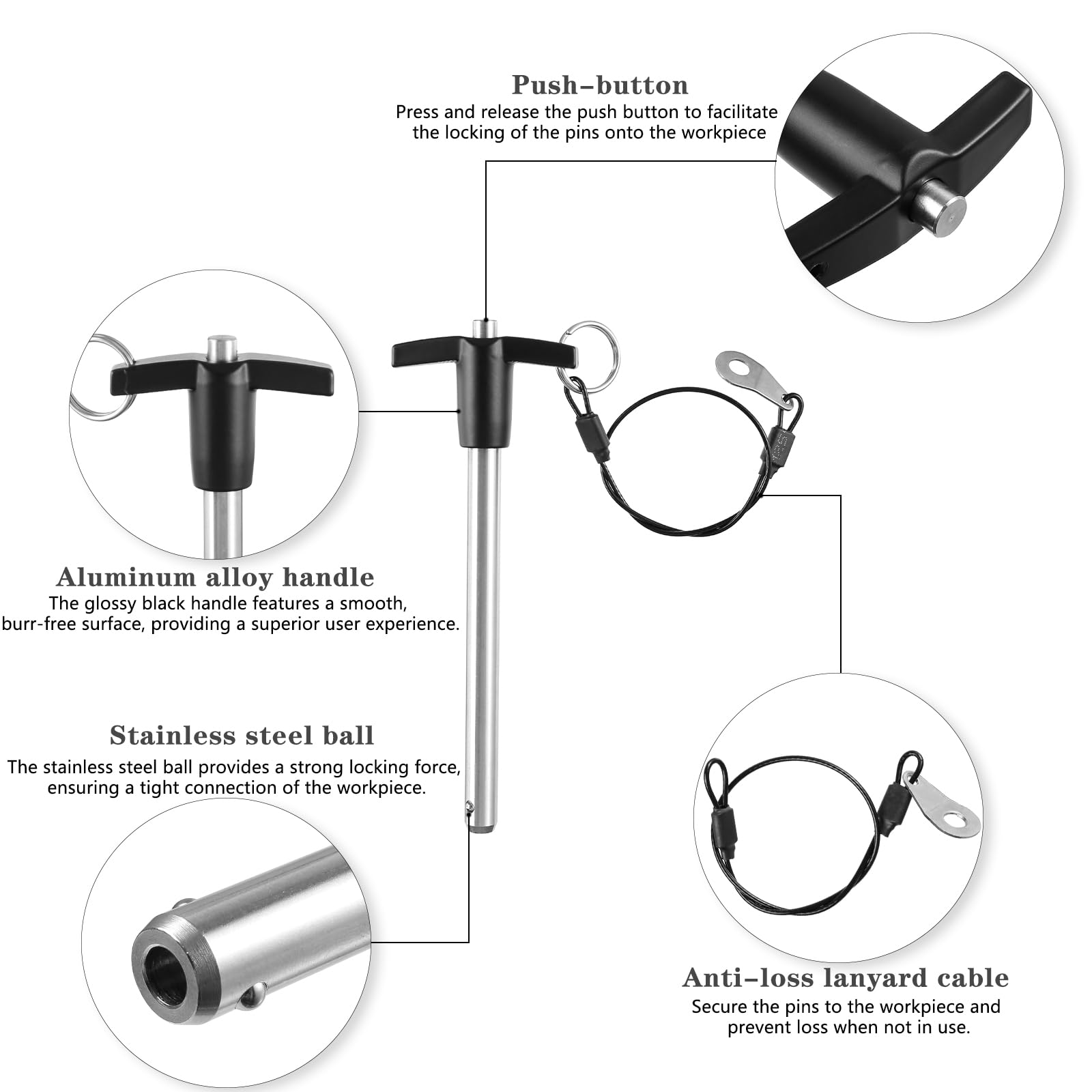 Push Button Quick Release T Handle Quick Release Pins - 8mmx40mm ...