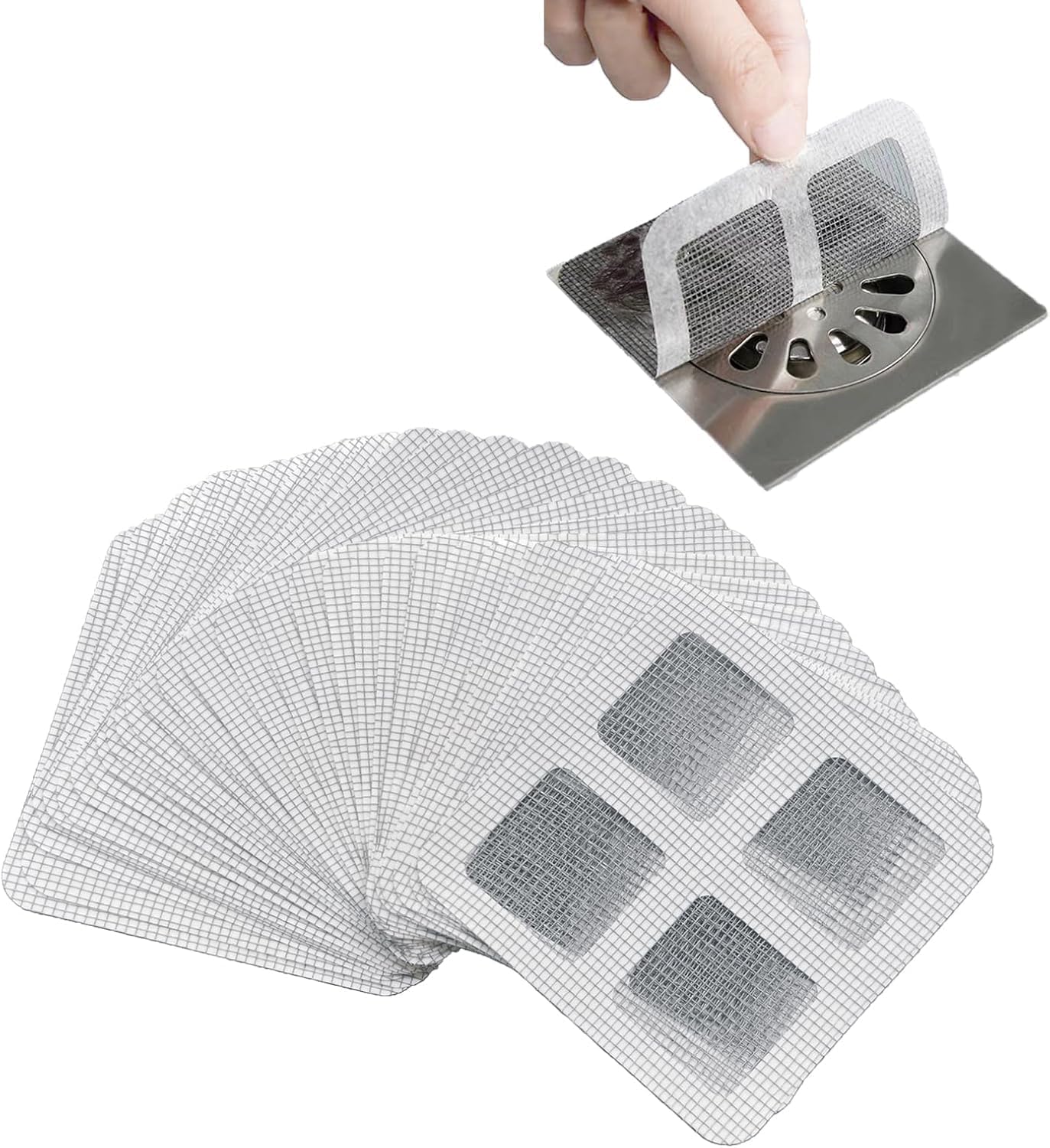 XORVIDN 20 Pcs 4inch X 4" Disposable Shower Drain Hair Catcher Mesh ...