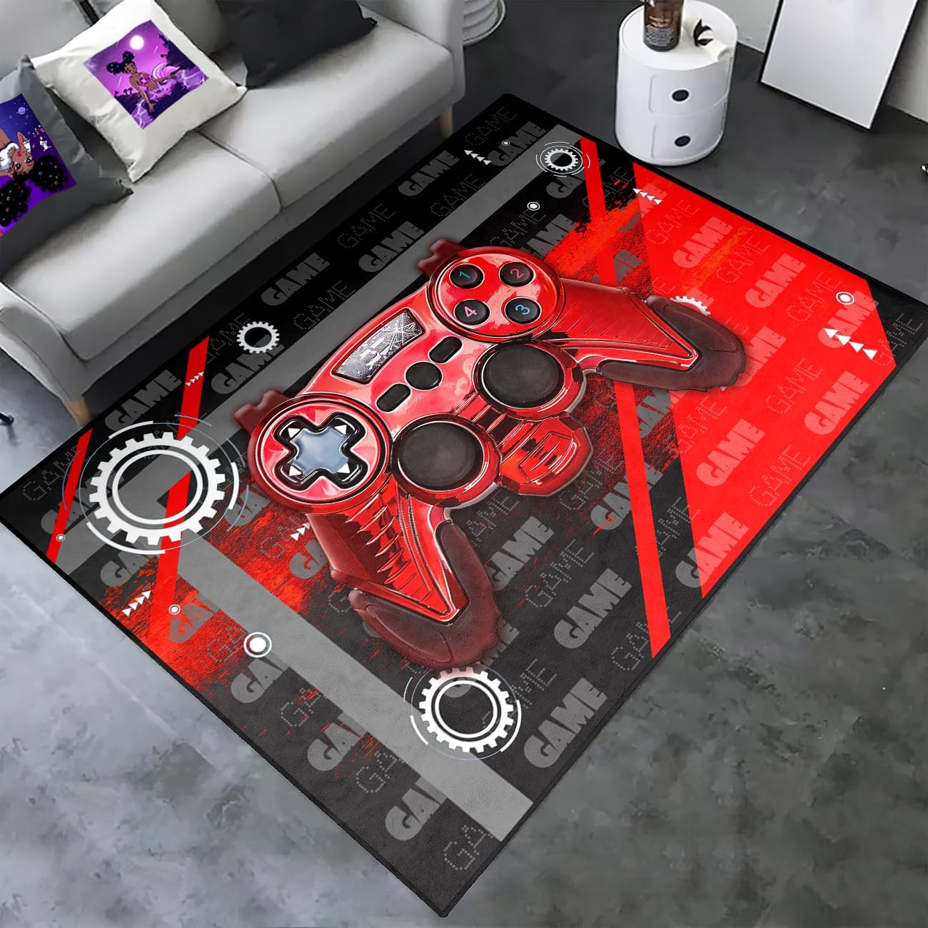 Amazon.com: Gamer Rugs for Bedroom Boys Teens 3D Printed Red Game ...