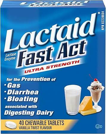 Lactaid Fast Act Ultra Strength Lactase Enzyme, Vanilla Twist Flavour ...