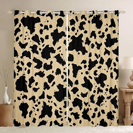 Feelyou Cow Print Curtains for Bedroom Living Room Cartoon Milk Cow 30% ...