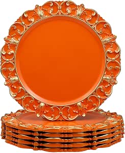 Amazon.com | Leemxiiny Orange Charger Plates Set of 6, Decorative Table ...
