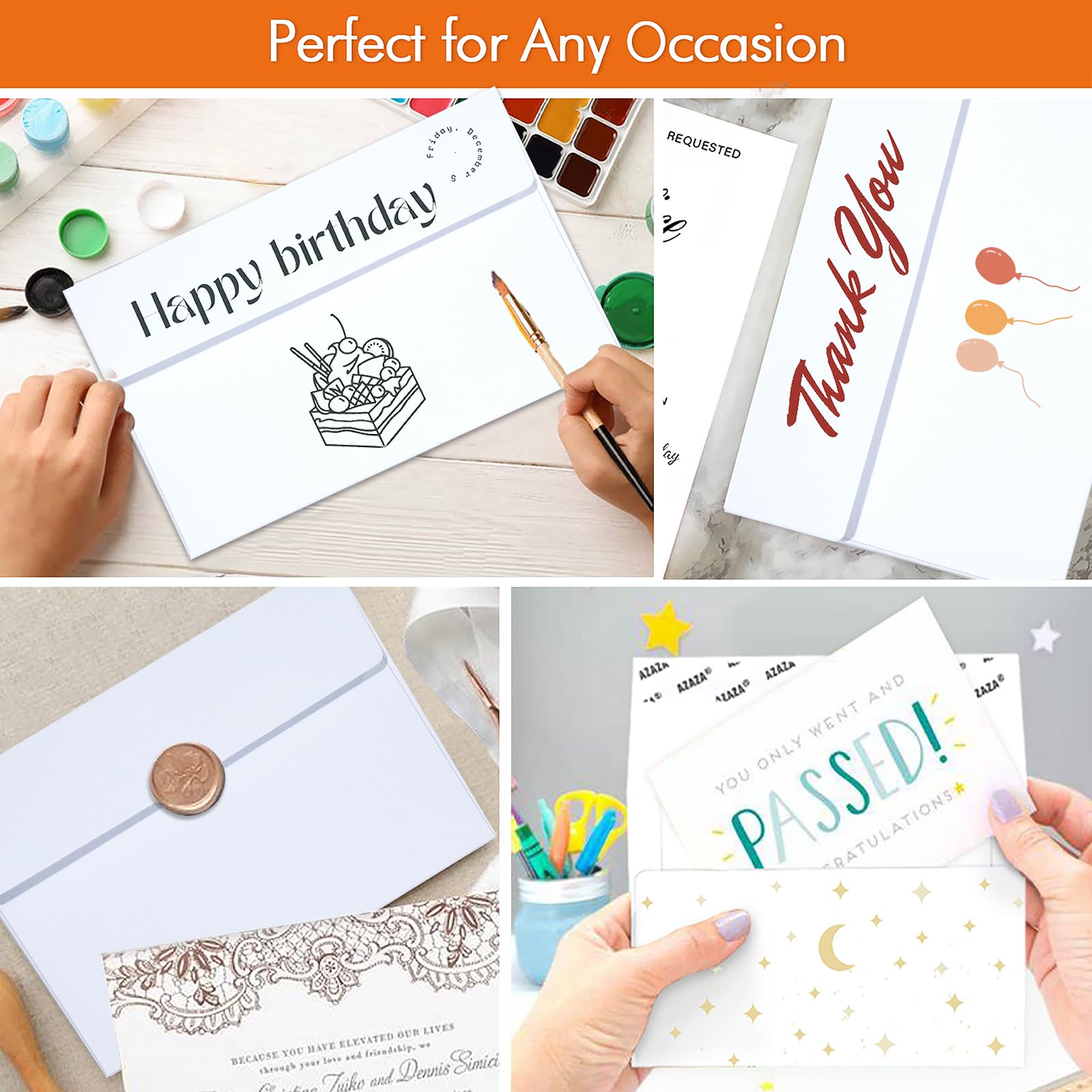 Snapklik.com : A9 Invitation Envelopes 50 Pack White 5 3/4 X 8 3/4 ...