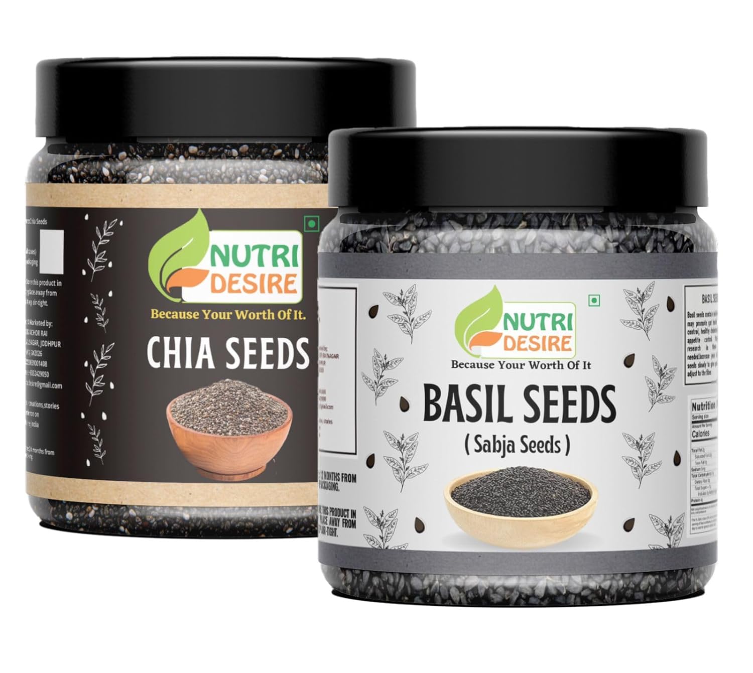Nutri Desire Combo Pack of Raw Basil Seeds 300 gm & Chia Seeds 250 Gm ...
