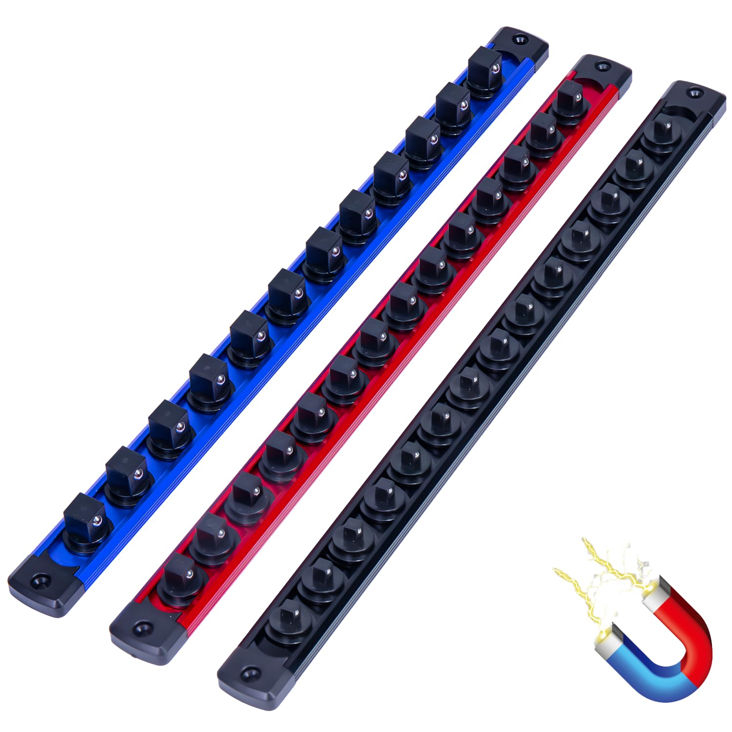 Amazon.com: Magnetic Socket Organizer, 3-Piece Aluminum Alloy Socket ...
