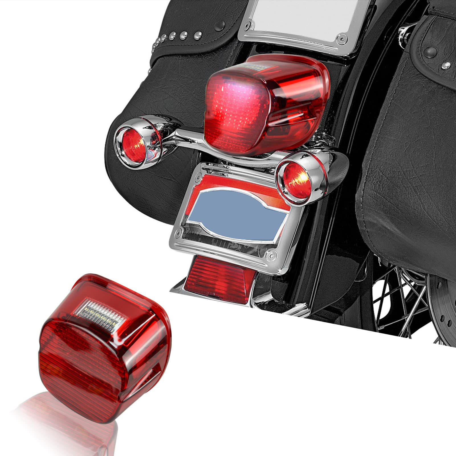 Snapklik.com : YOMTOVM Red+White LED Rear Tail Lights Motorcycle Brake ...