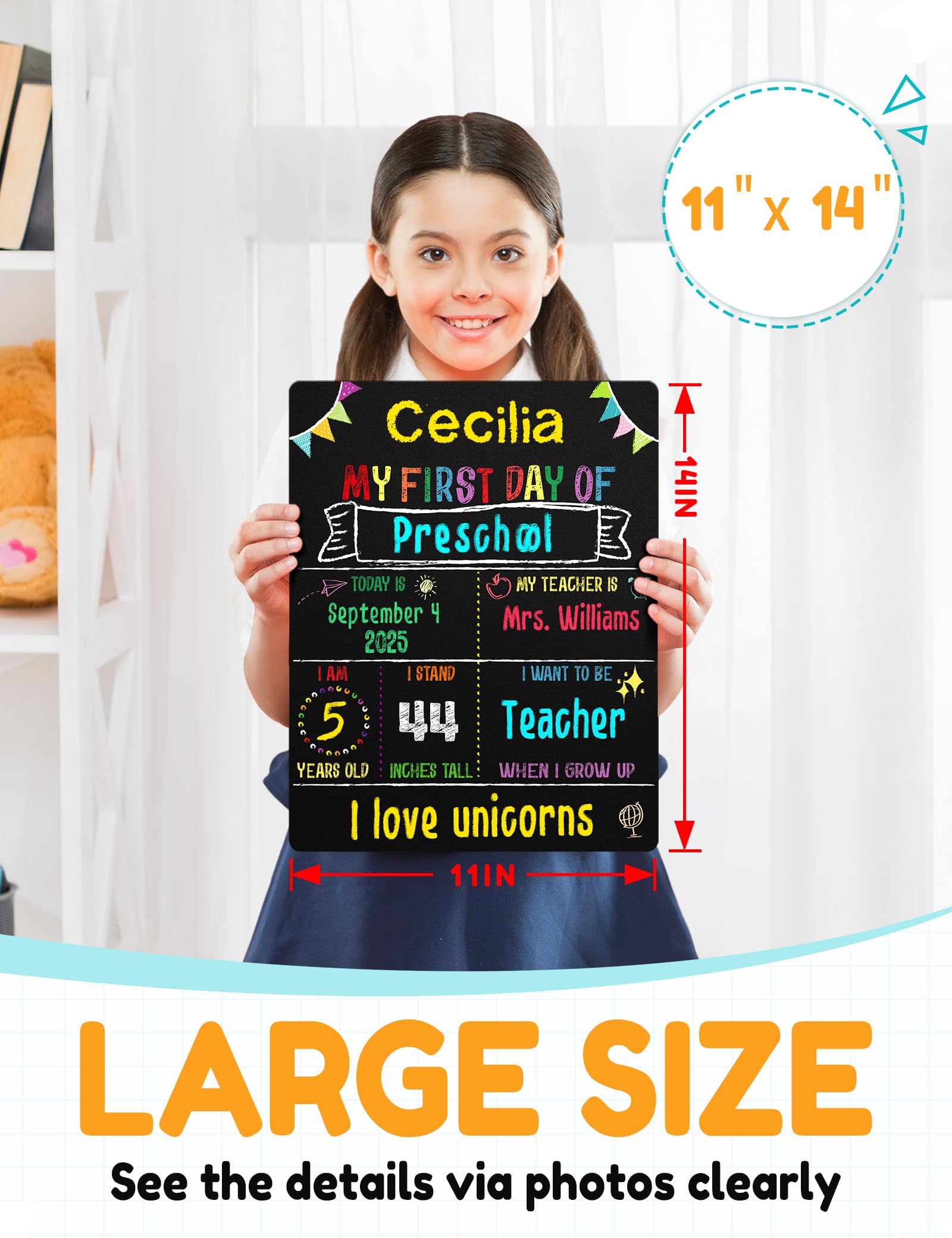 Snapklik.com : SUNEE First & Last Day Of School Chalkboard Sign