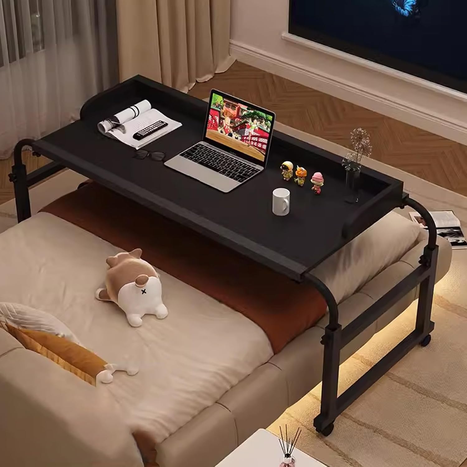 Amazon.co.jp: LJFDXD Cross Bed Elastic Computer Desk, Queen Overbed ...