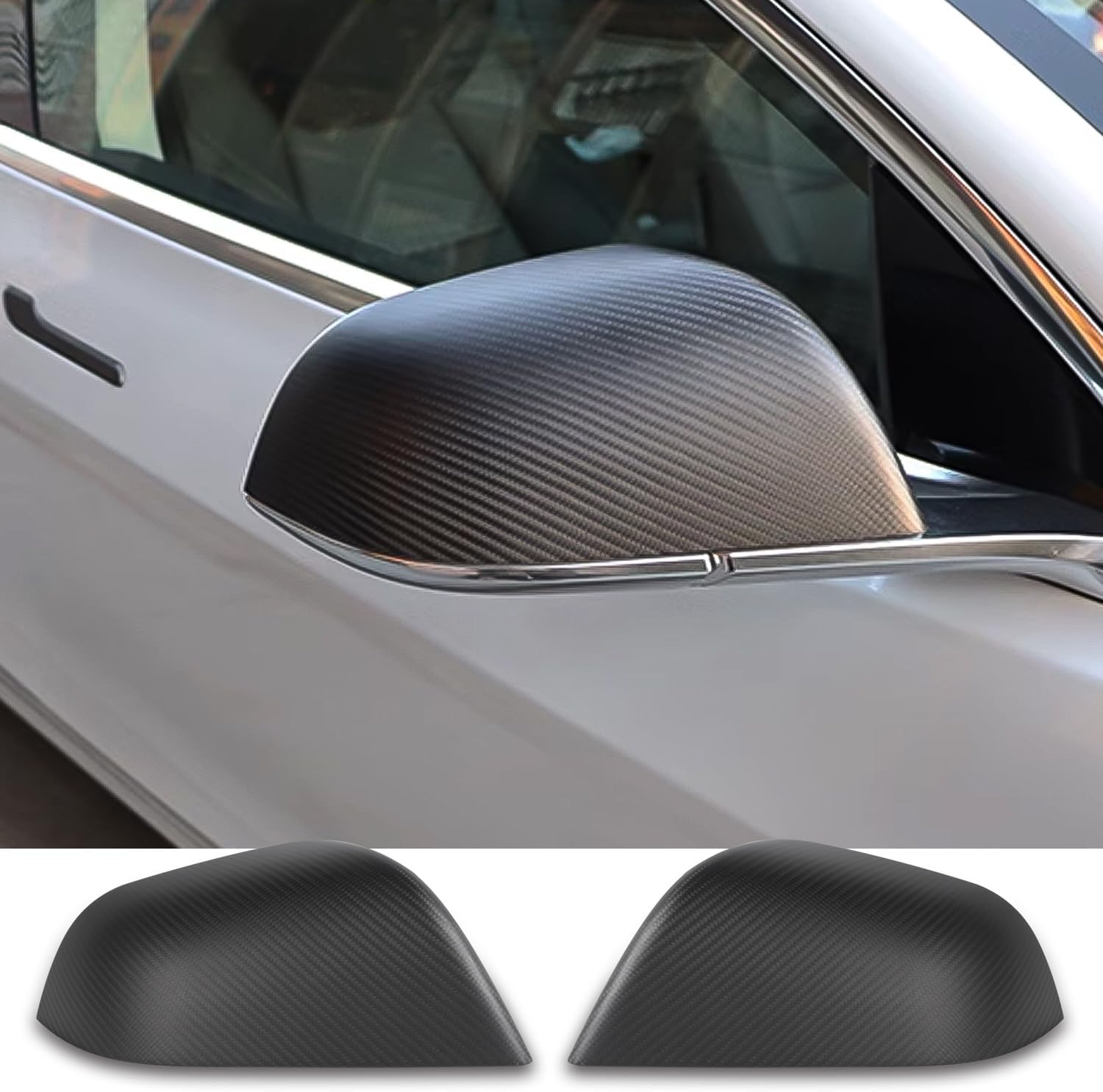Amazon.com: TESFEEL 2 PCS Side Mirror Cover, Carbon Fiber Mirror Caps ...