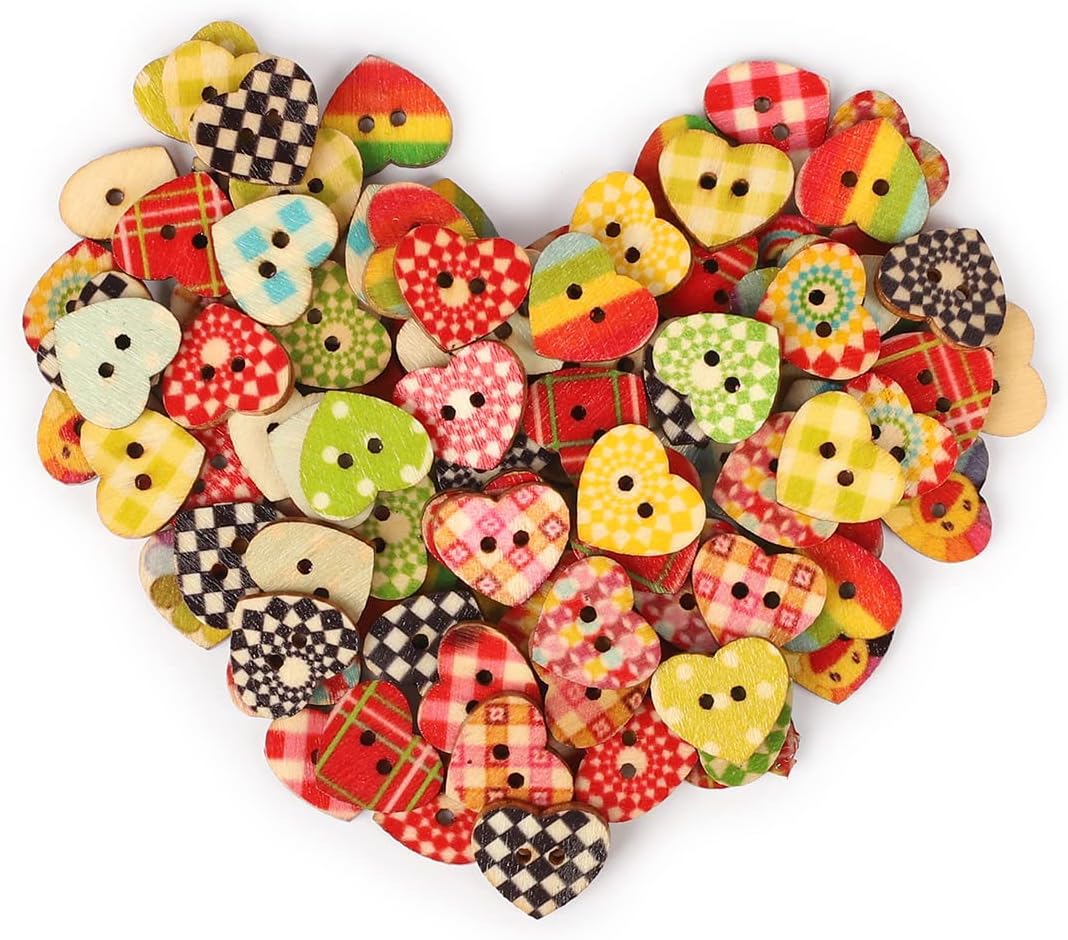 Amazon.com: 6mm 100Pcs Heart Shape Mixed Color Mini Buttons for DIY ...