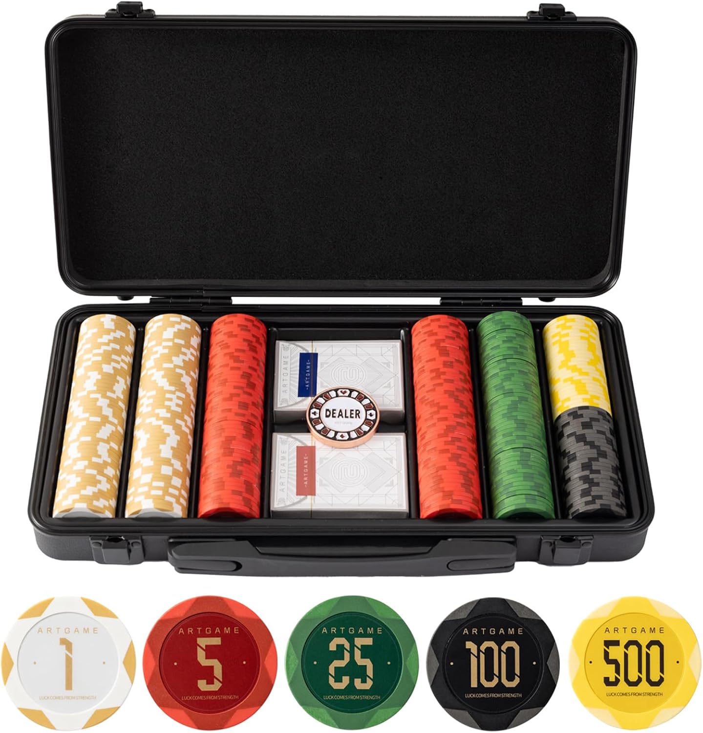 Amazon.com: ARTGAME 14g Clay Poker Chips Set for Texas Hold’em, 300 PCS ...