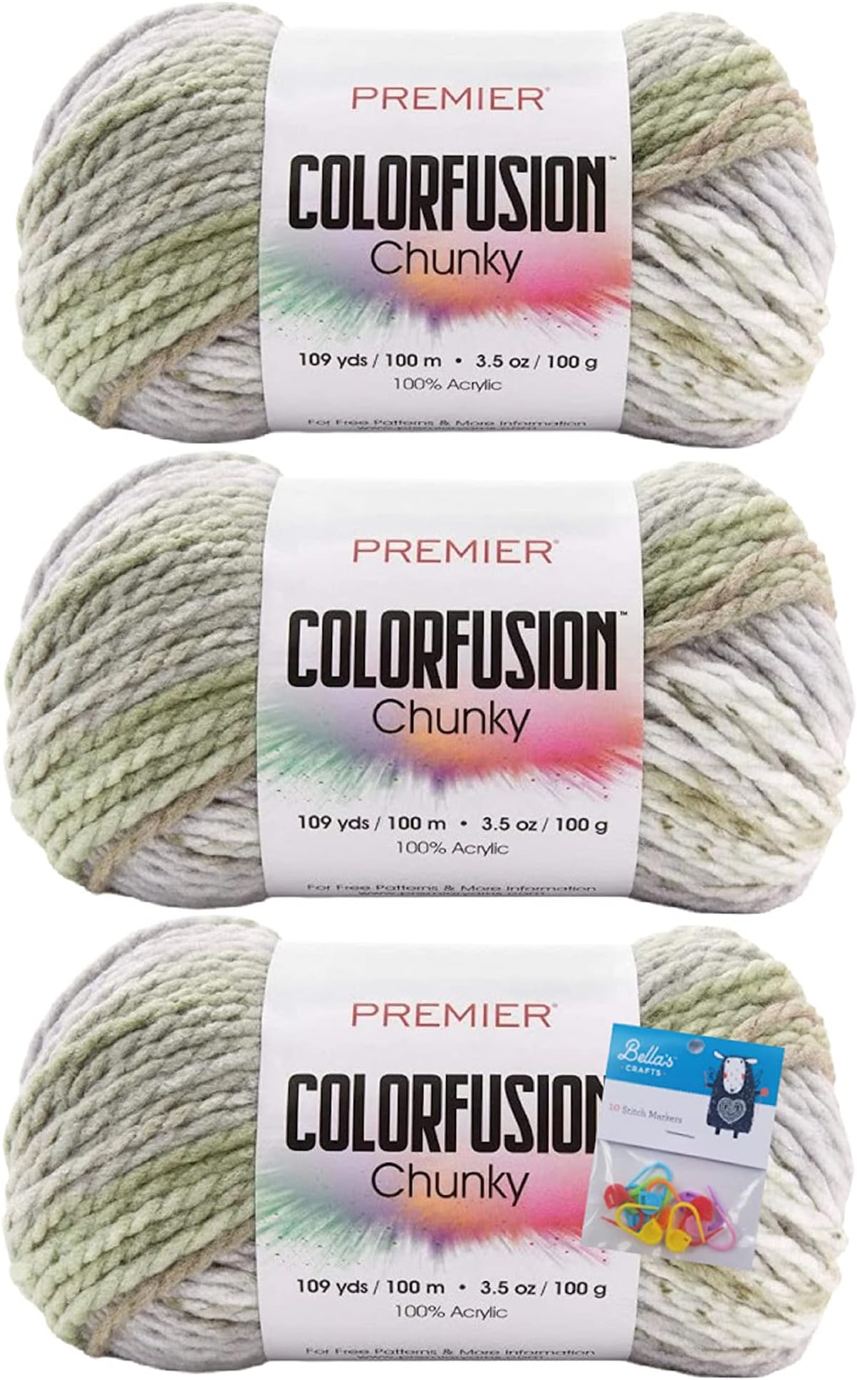 Amazon.com: Premier Yarns Colorfusion Chunky Yarn - 3.5 Oz - #5 Bulky ...