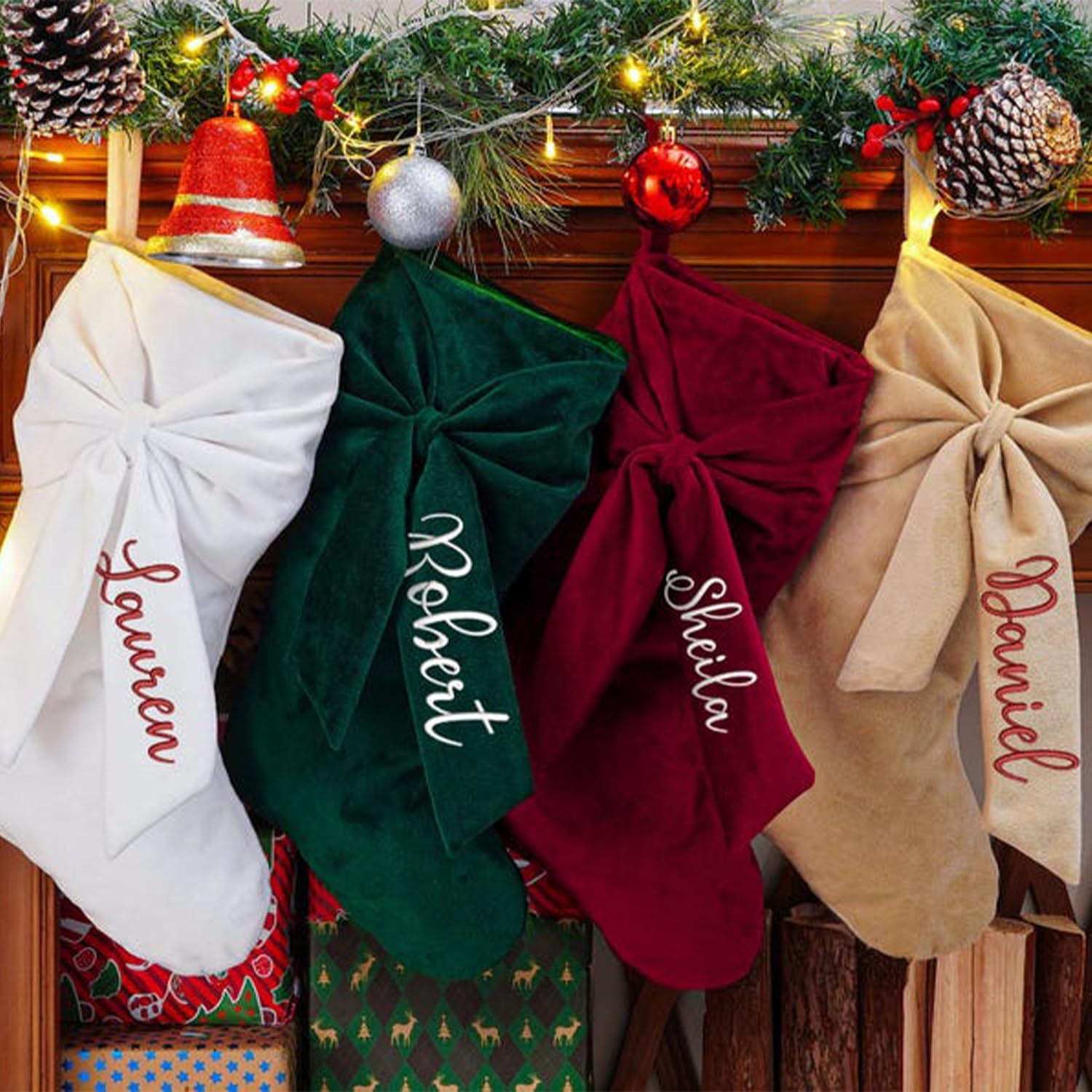 Amazon.com: Signifyule Personalized Velvet Christmas Stocking with ...