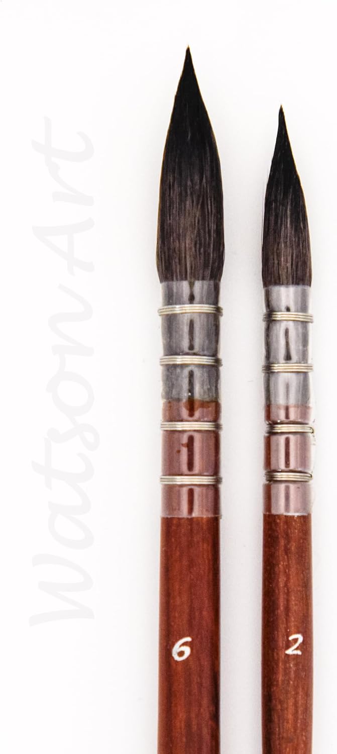 Watson Art Quill Brush Set for Watercolor, Sizes 2 & 6 – Professional ...