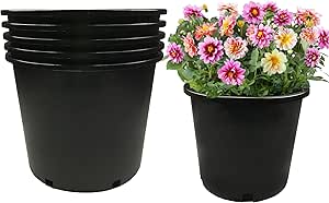 Amazon.com: Calipots 5-Pack 7 Gallon Premium Black Plastic Nursery ...