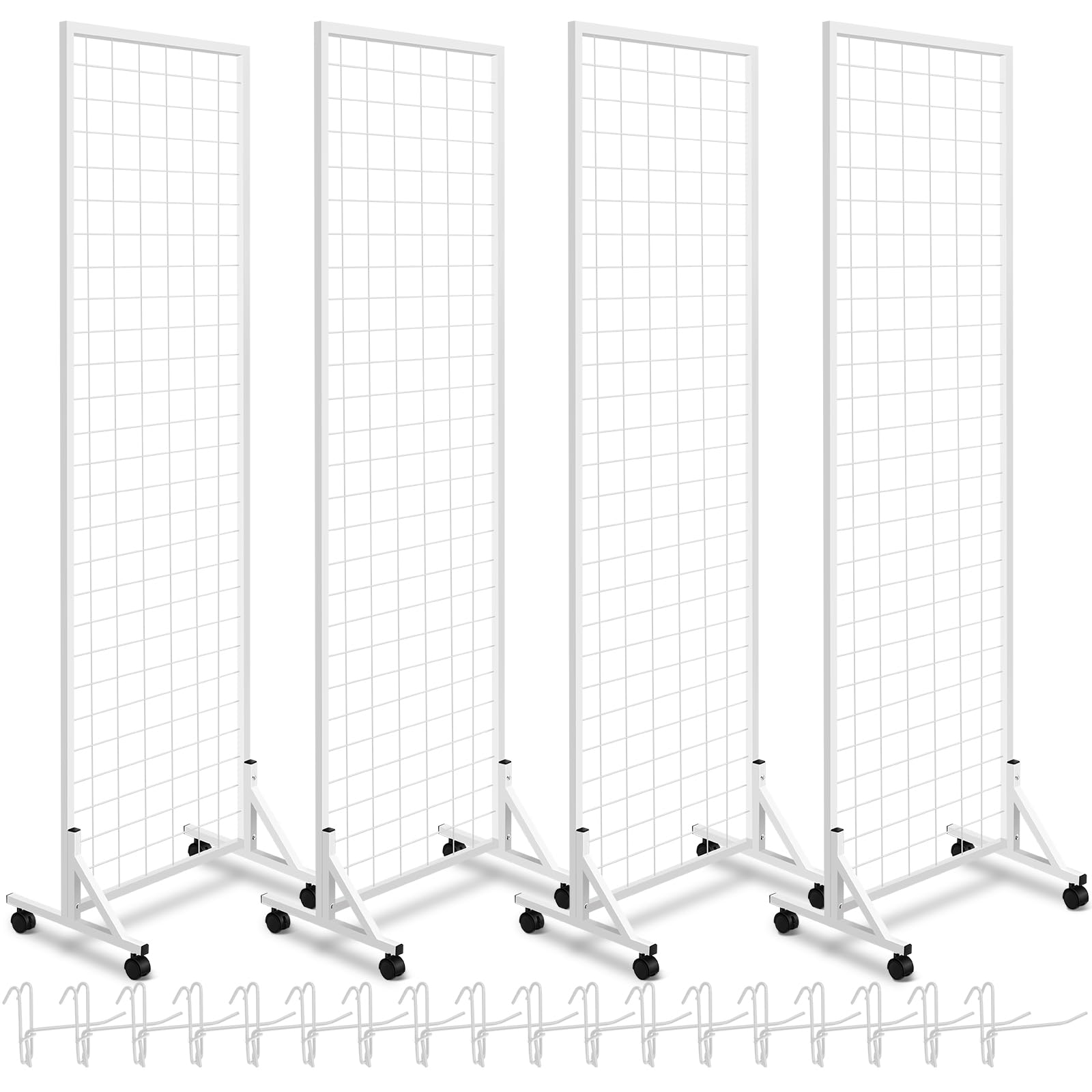Blulu 4 Pcs Standing Grid Panel Tower with S Hook 2' x 6' Wire Grid ...