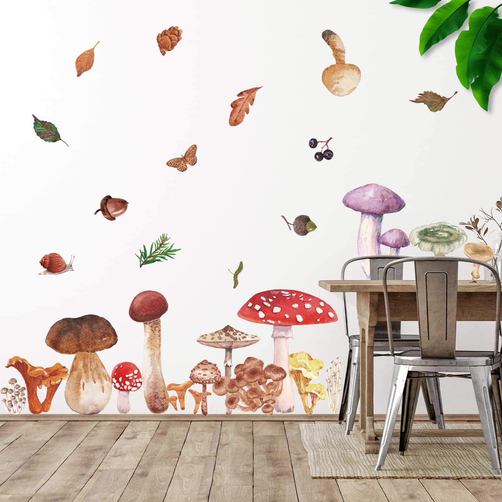 Amazon.com: 2 Sheets Watercolor Mushroom Wall Decals XL Giant Mushroom ...