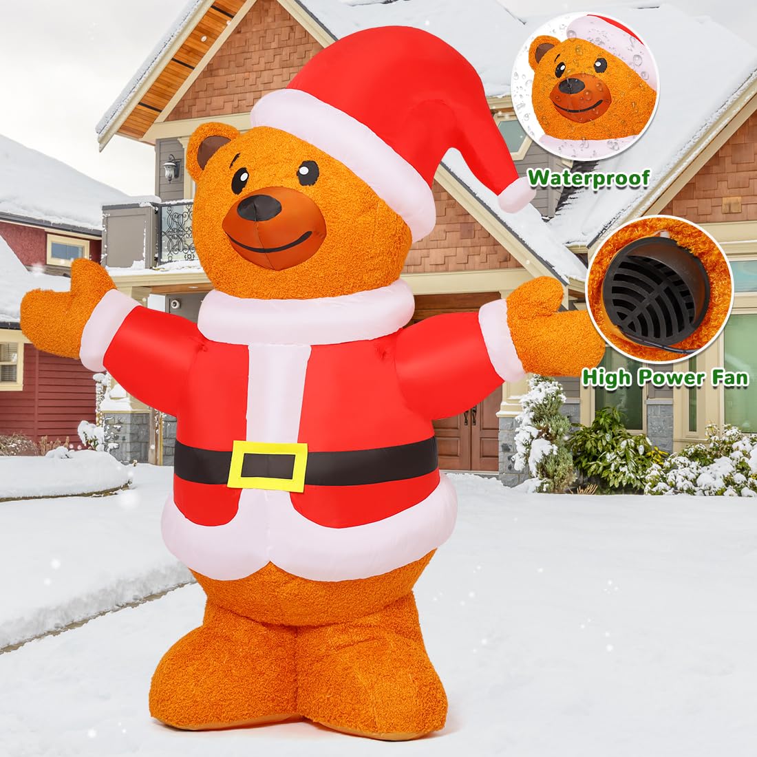 Snapklik.com : GOOSH 6 FT Christmas Inflatables Brown Bear Outdoor ...