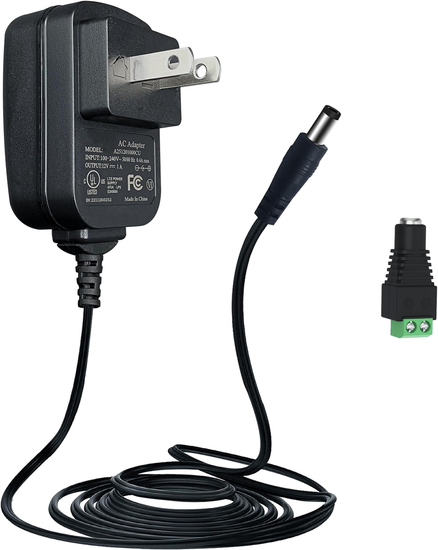ANLINK UL Listed 12V 1A 5ft Power Adapter with a Female DC Barrel ...