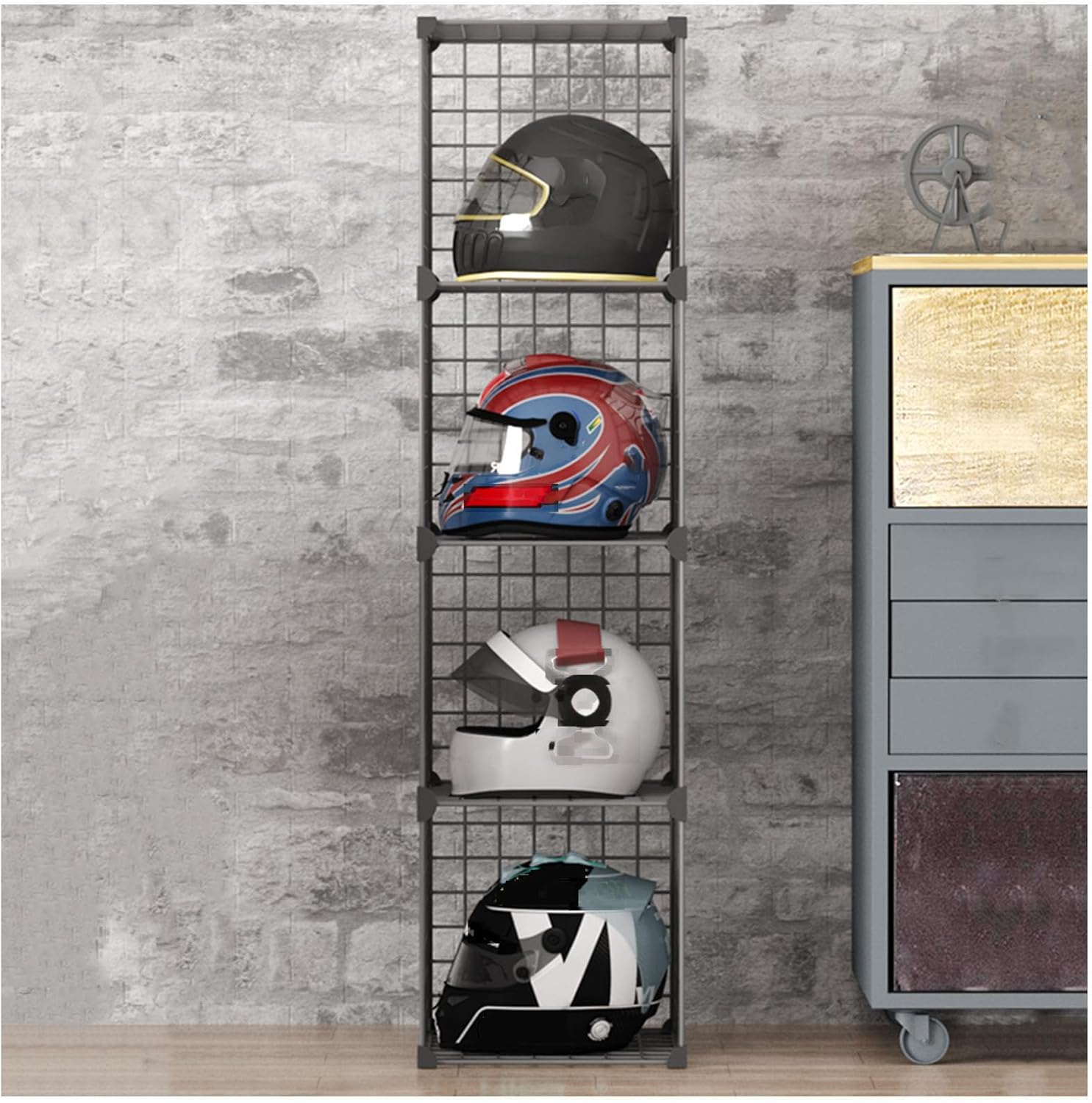Motorcycle Helmet Rack Stand Hat Display Cabinet, Stackable Caps Holder ...