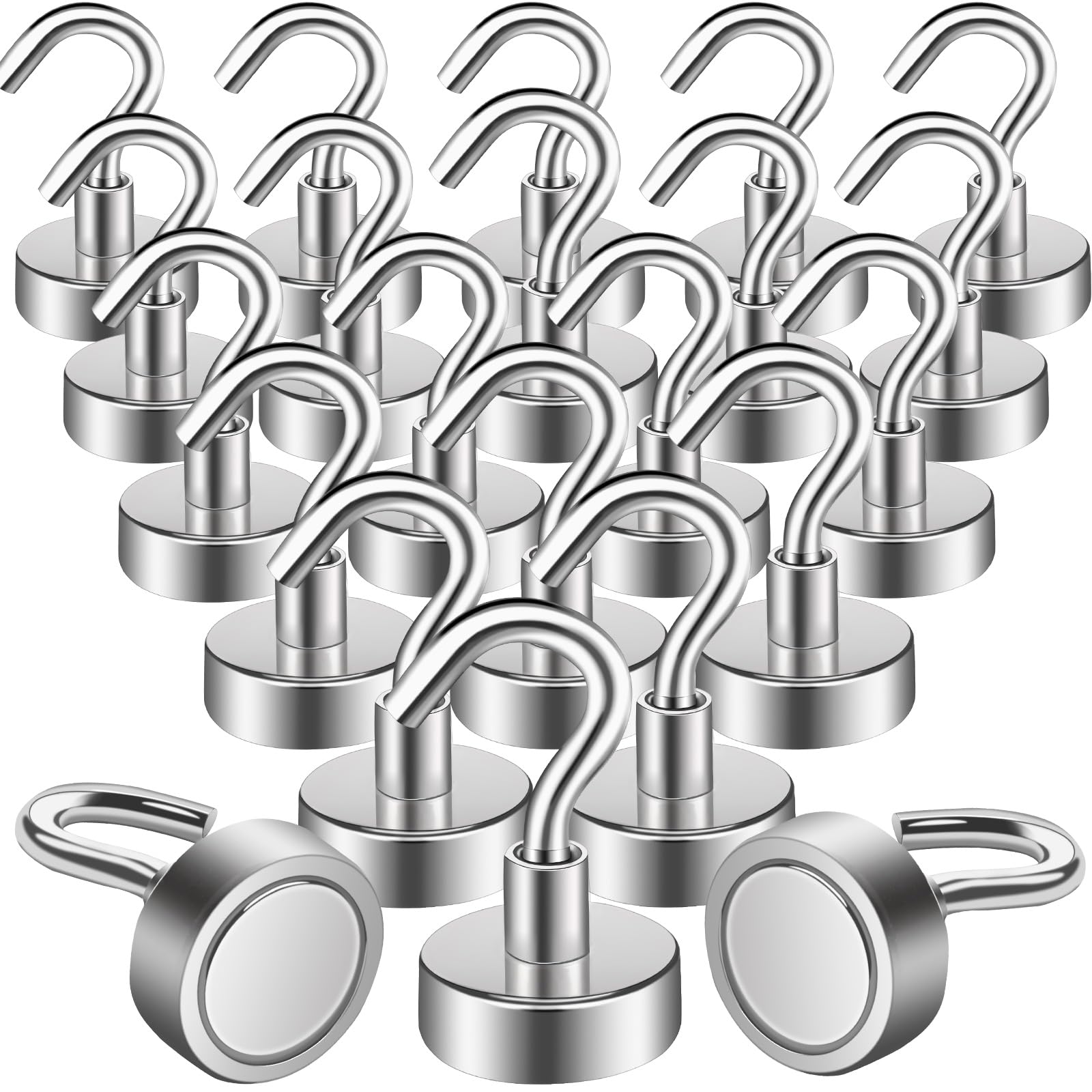 MIN CI 22pcs Strong Magnetic Hooks, 35lb Strong Magnets Heavy Duty 20mm ...