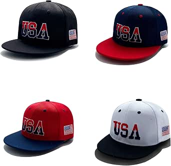 Susankley 4 Pieces USA Hats for Men American Flag Baseball Cap ...