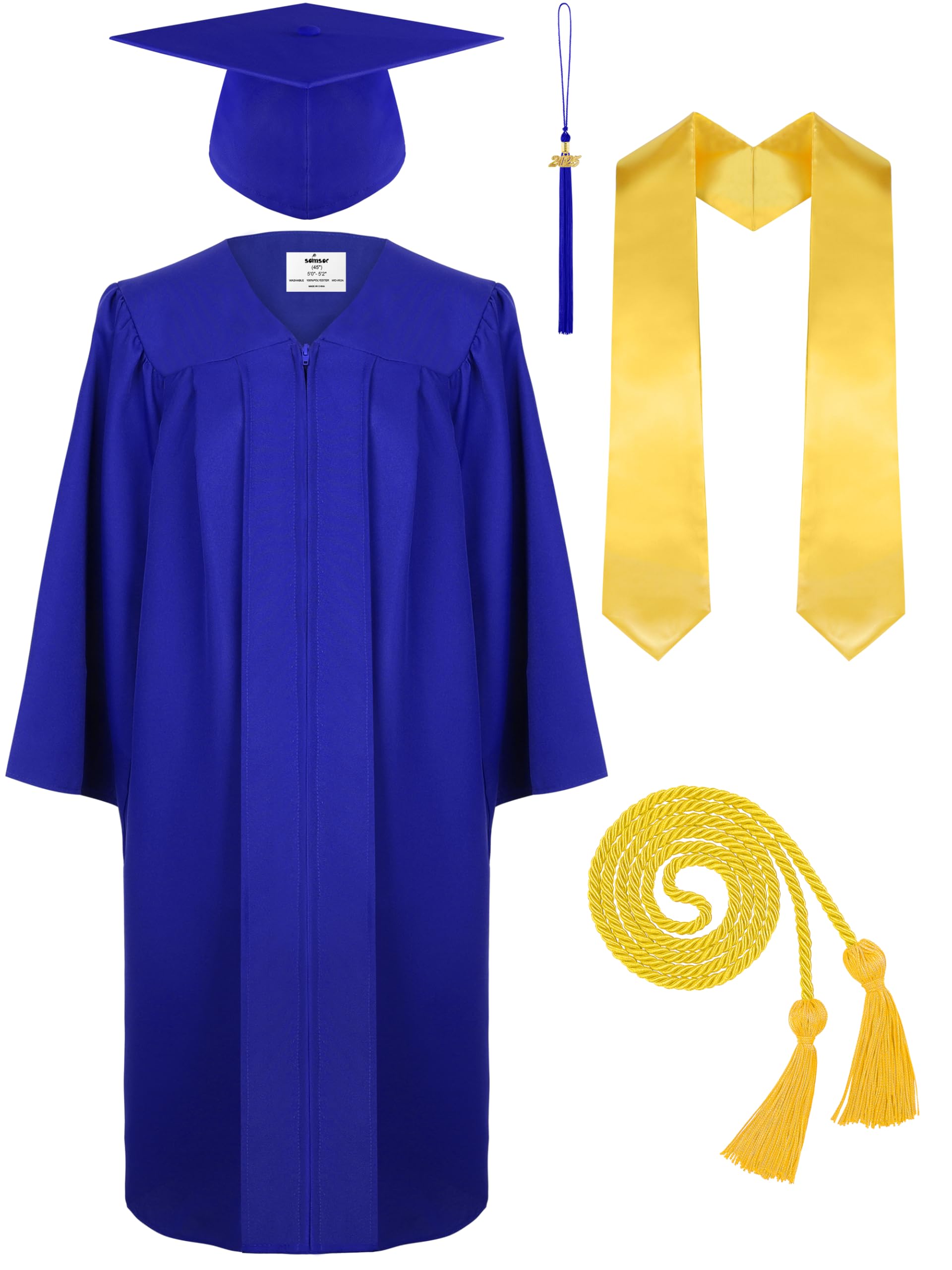 Snapklik.com : SOMSOC 5 Pieces Adults Matte Graduation Gown Cap Set