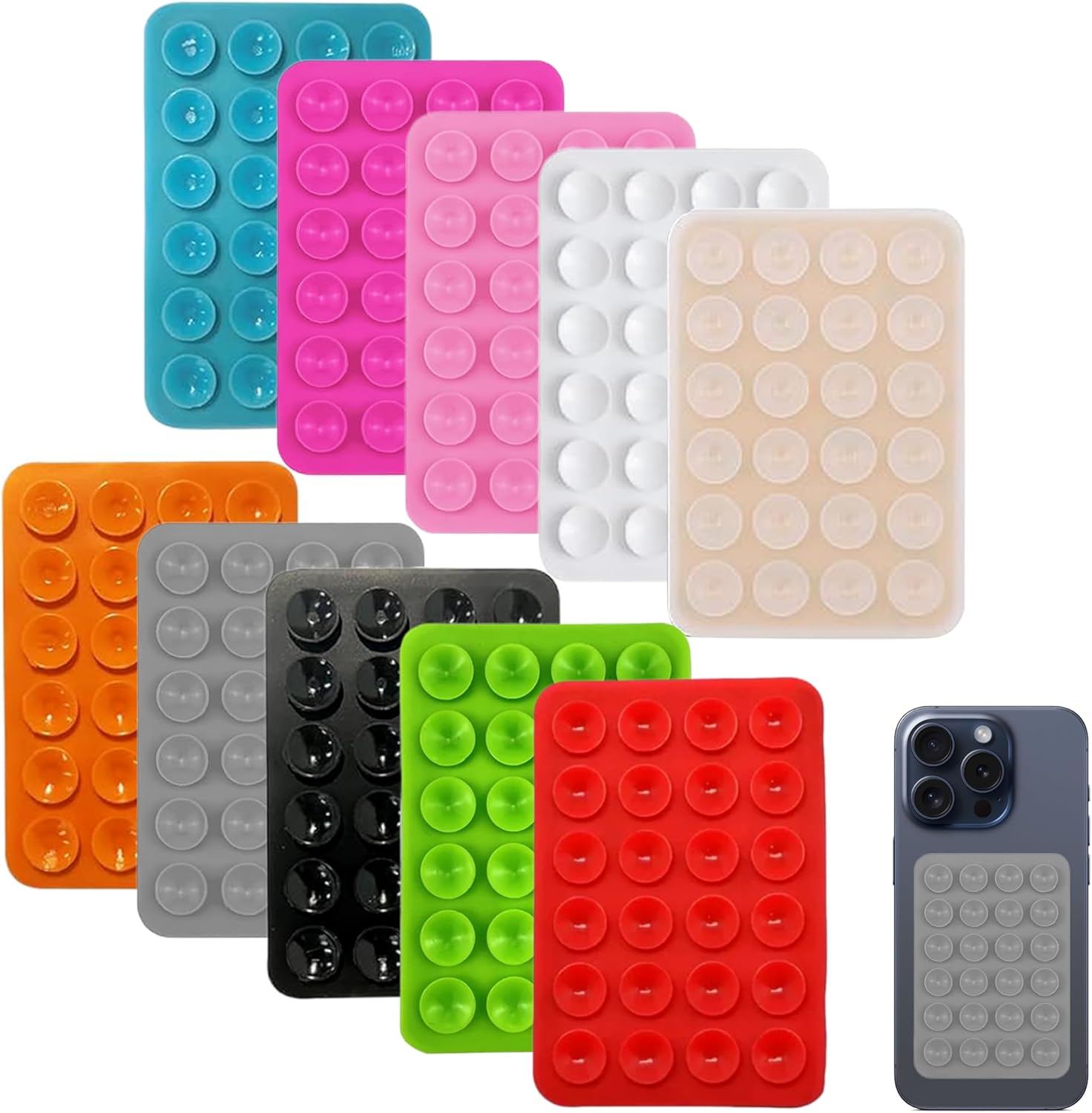 MEKEET Octobuddy 10PCS Multi-Colored 24-Granular Disk Phone Suction Pad ...
