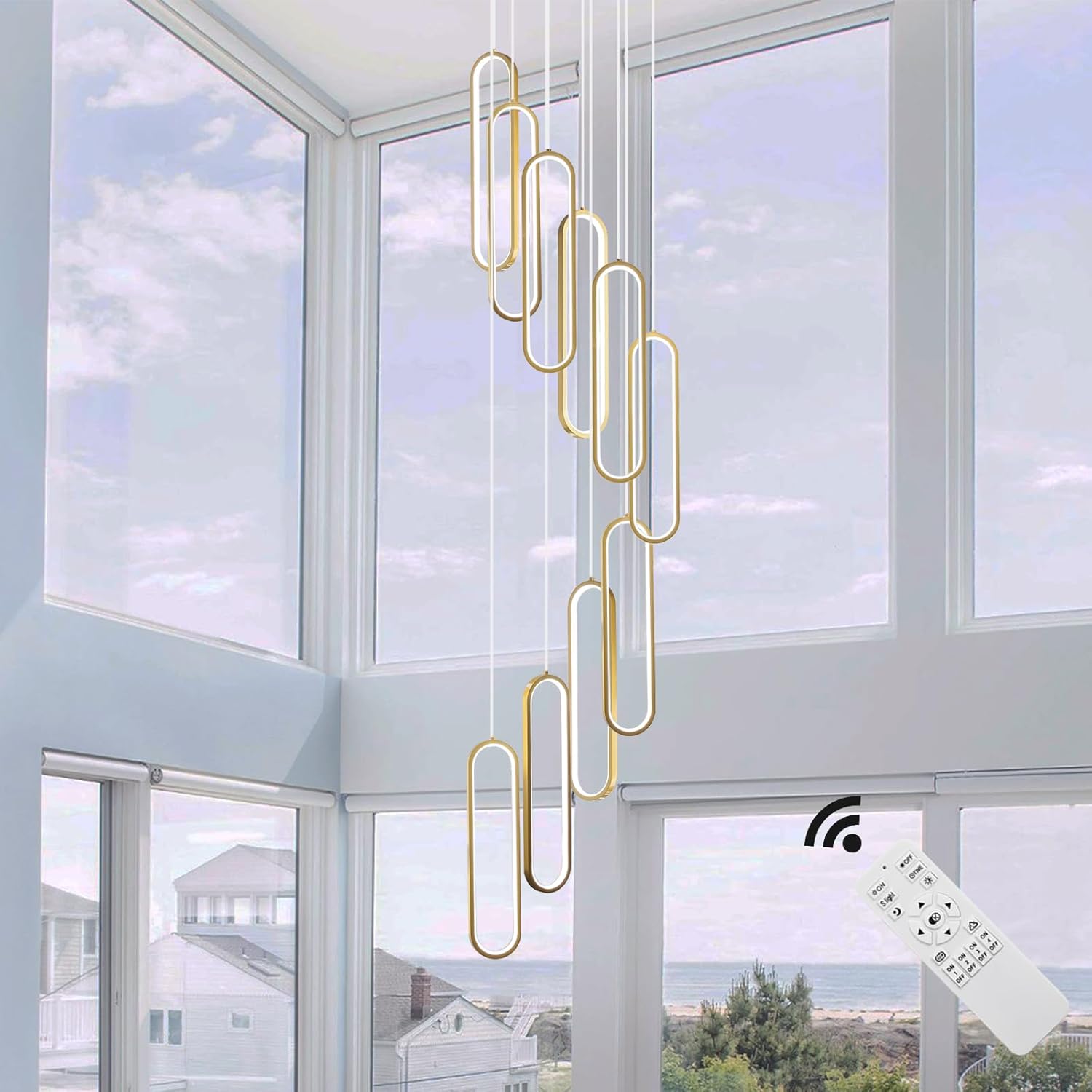 vivihobb 10 Long Ovals LED Modern Large Chandelier 138" Long Light ...