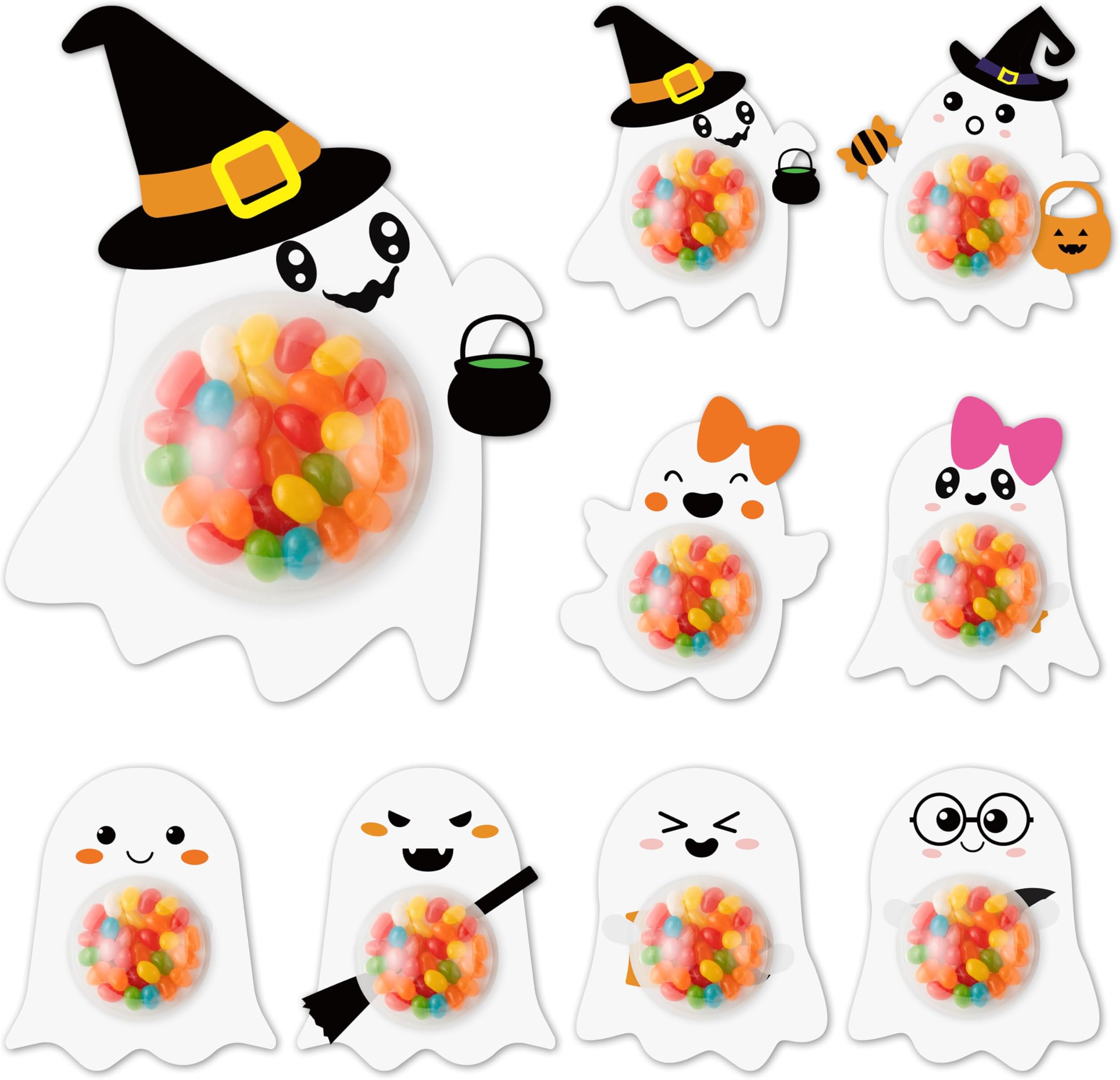 Amazon.com : TICIAGA 48set Halloween Ghost Candy Holder Craft Kits for ...
