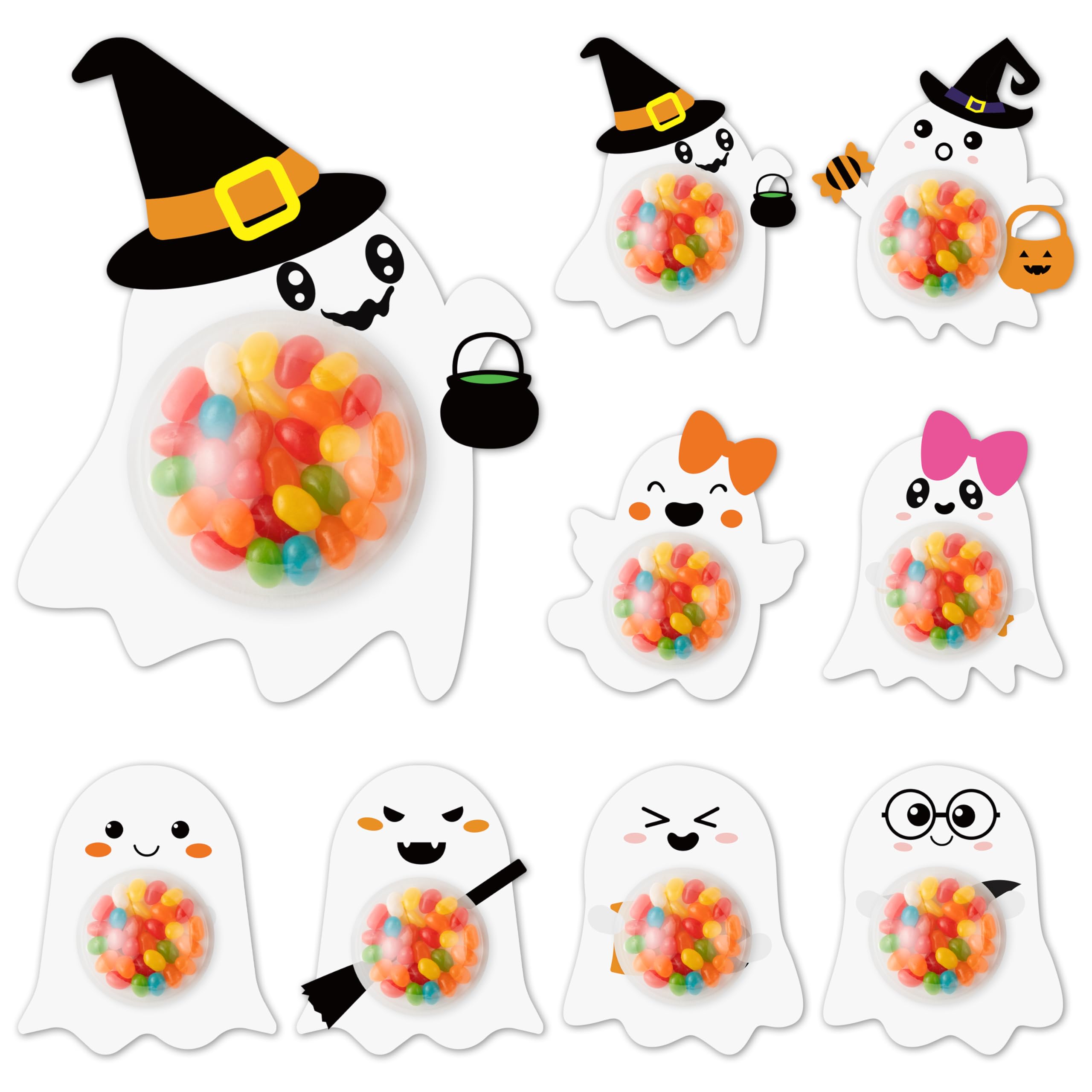 Amazon.com : TICIAGA 48set Halloween Ghost Candy Holder Craft Kits for ...