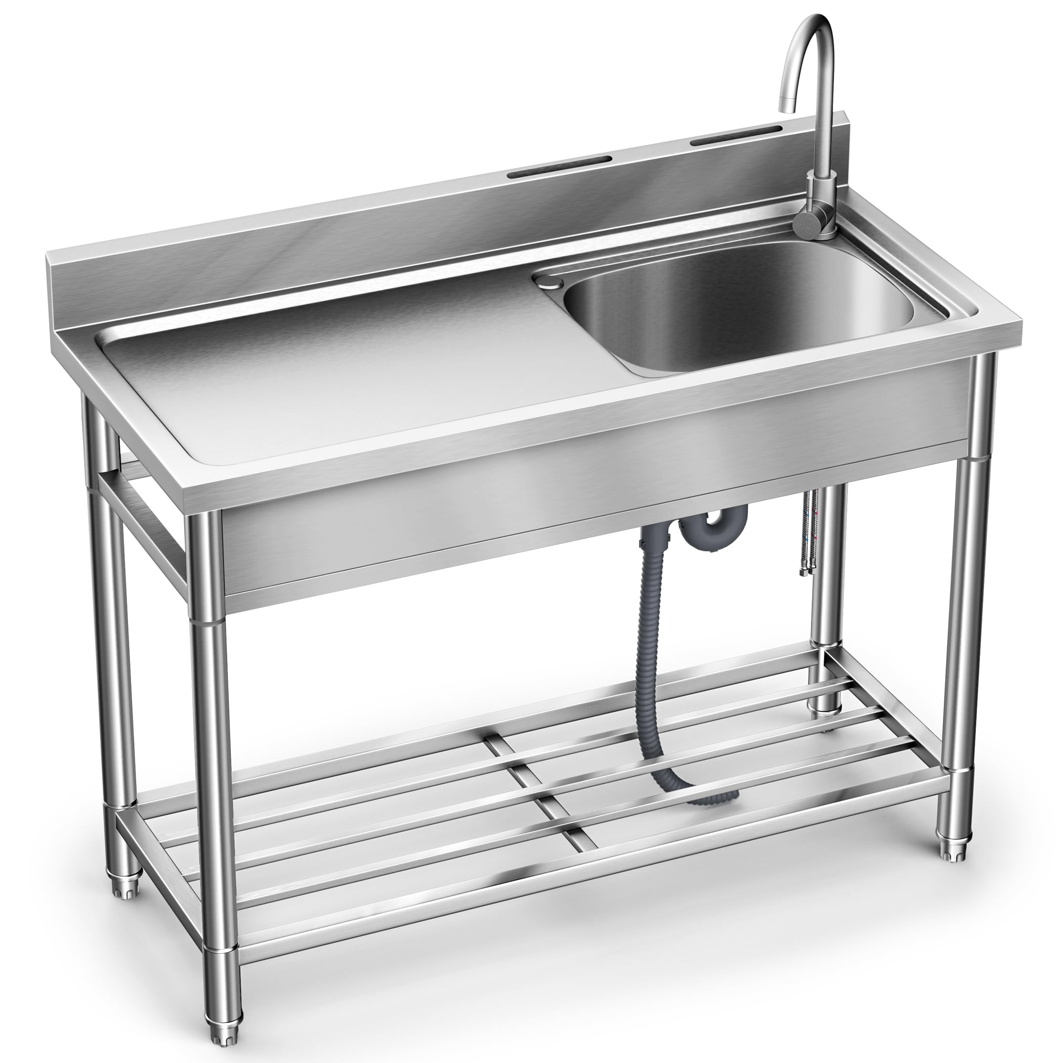 LAFATI Stainless Steel Sink, 304 SUS Free Standing Kitchen Sink Single ...