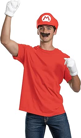 Amazon.com: Disguise Mario Adult Costume Accessory Kit, Official Super ...