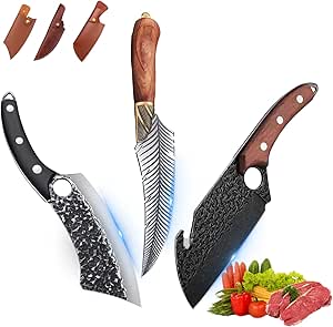 Amazon.com: ROCOCO Feather Viking Meat Cleaver Boning Butcher Knives ...