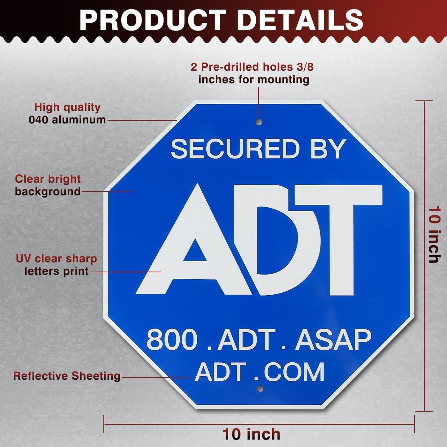Snapklik.com : Security Signs & 8 Pcs ADT Window Stickers 28" ADT Yard Sign